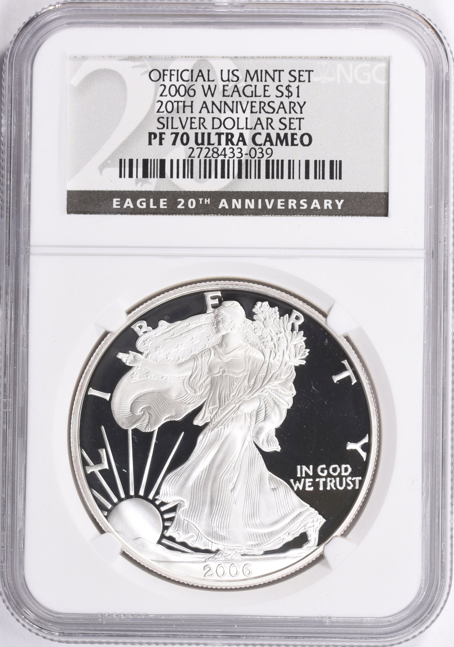 2006-W $1 Silver Eagle 20th Anniversary NGC Proof-70 UC (Item 1757809) | GreatCollections Coin ...