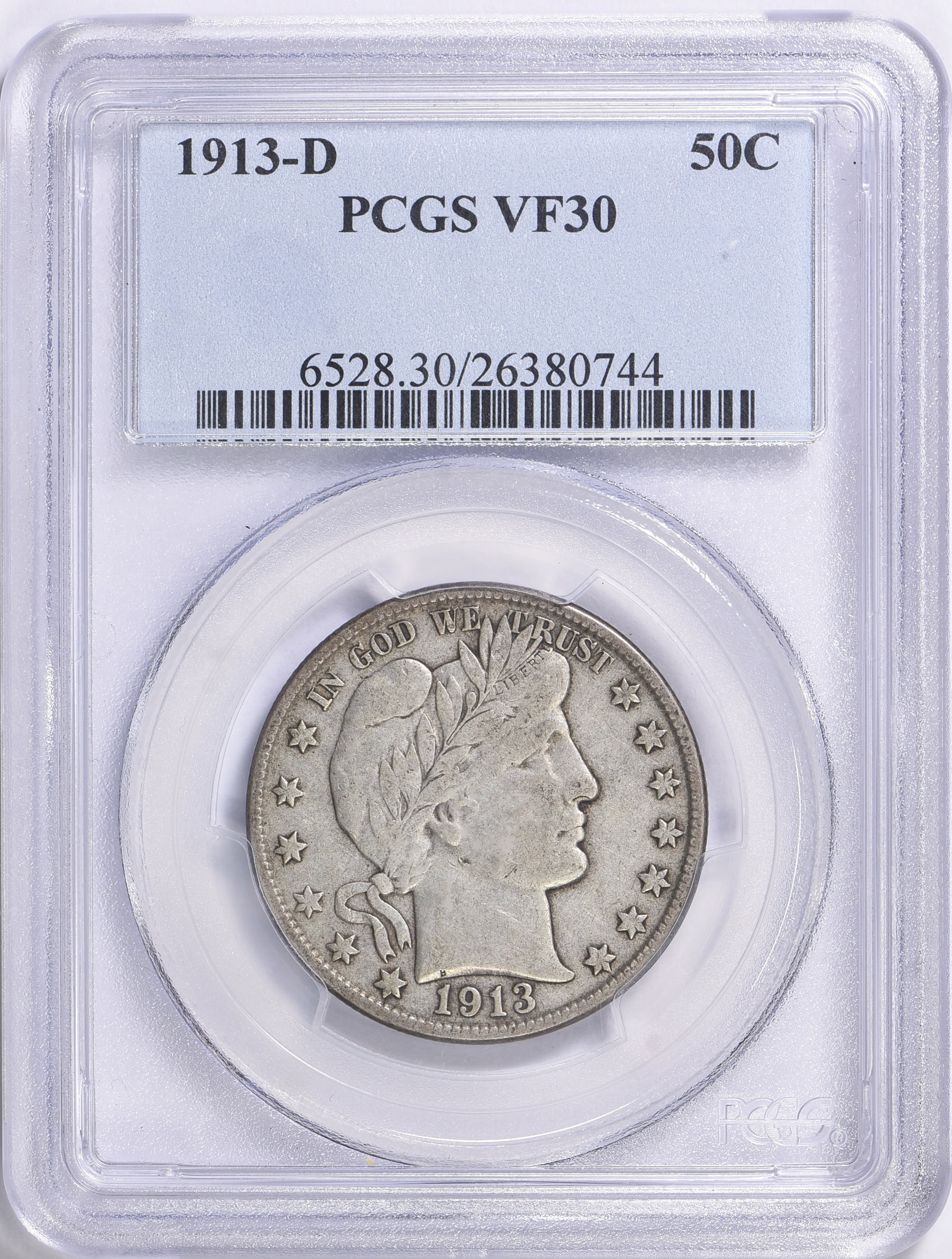 1913-D Barber Half Dollar PCGS VF-30 (Item 1757935) | GreatCollections Coin Auctions