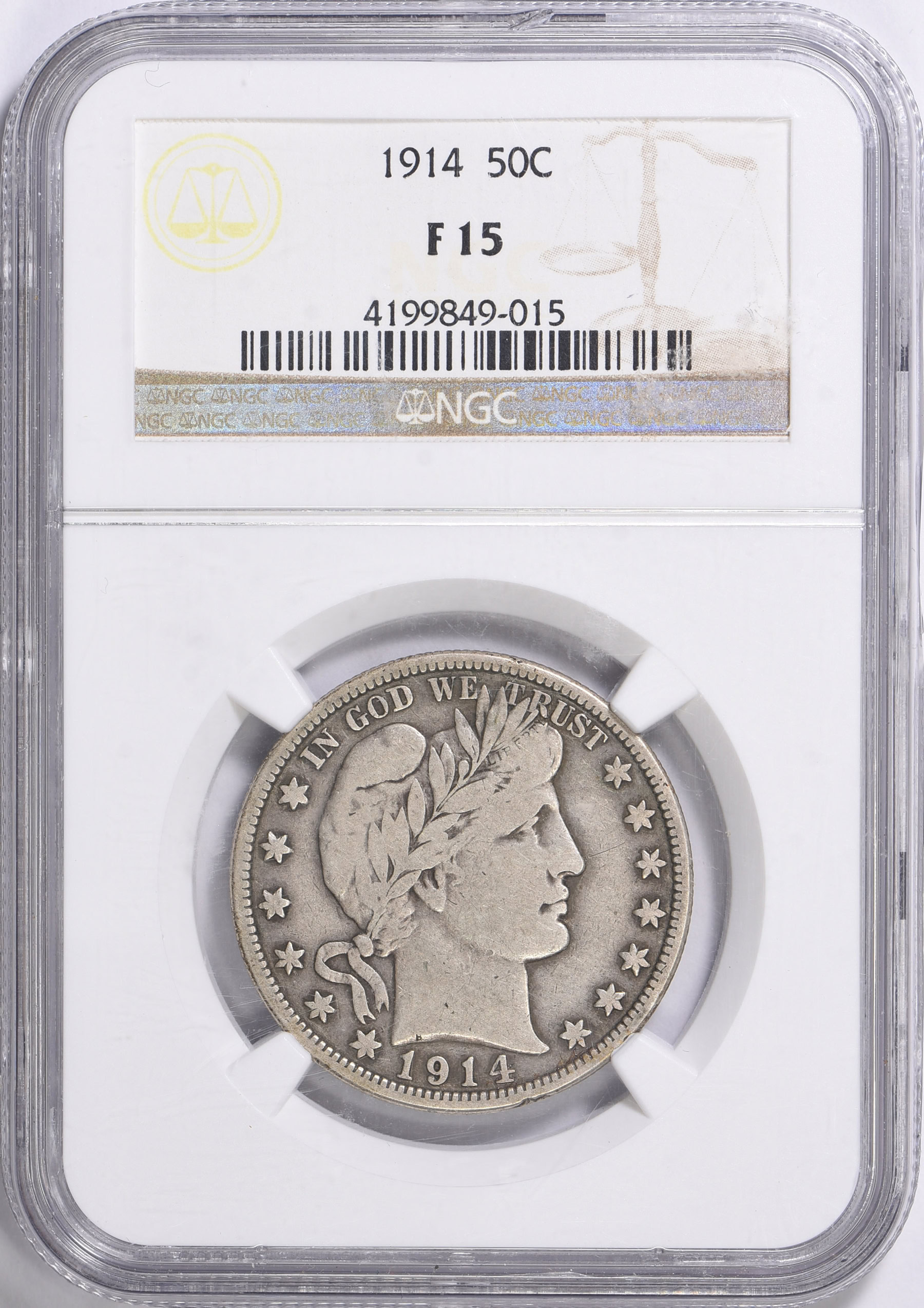 1914 Barber Half Dollar NGC F-15 (Item 1757936) | GreatCollections Coin Auctions