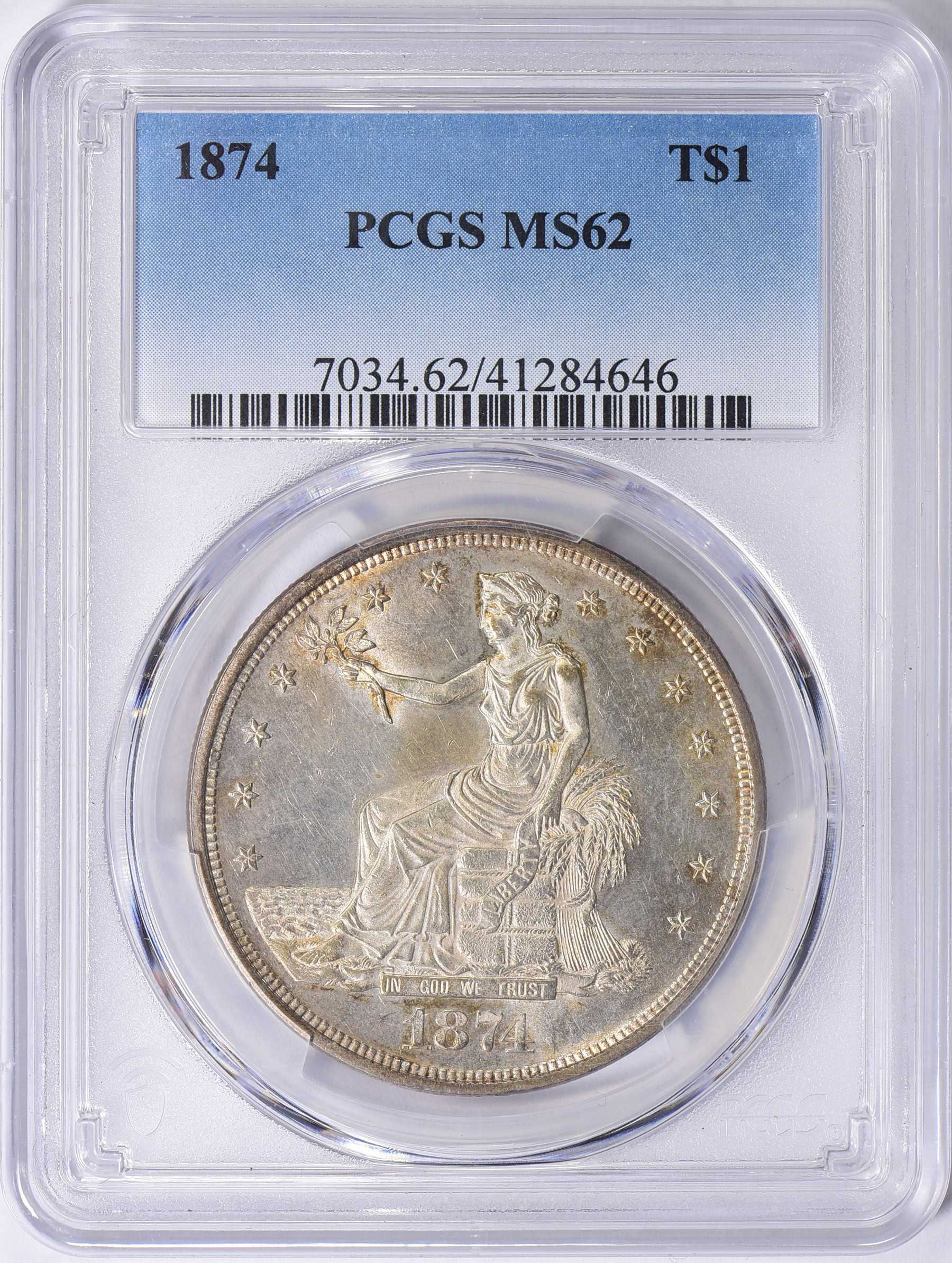 1874 Trade Silver Dollar PCGS MS-62 (Toned) (Item 1757937 ...