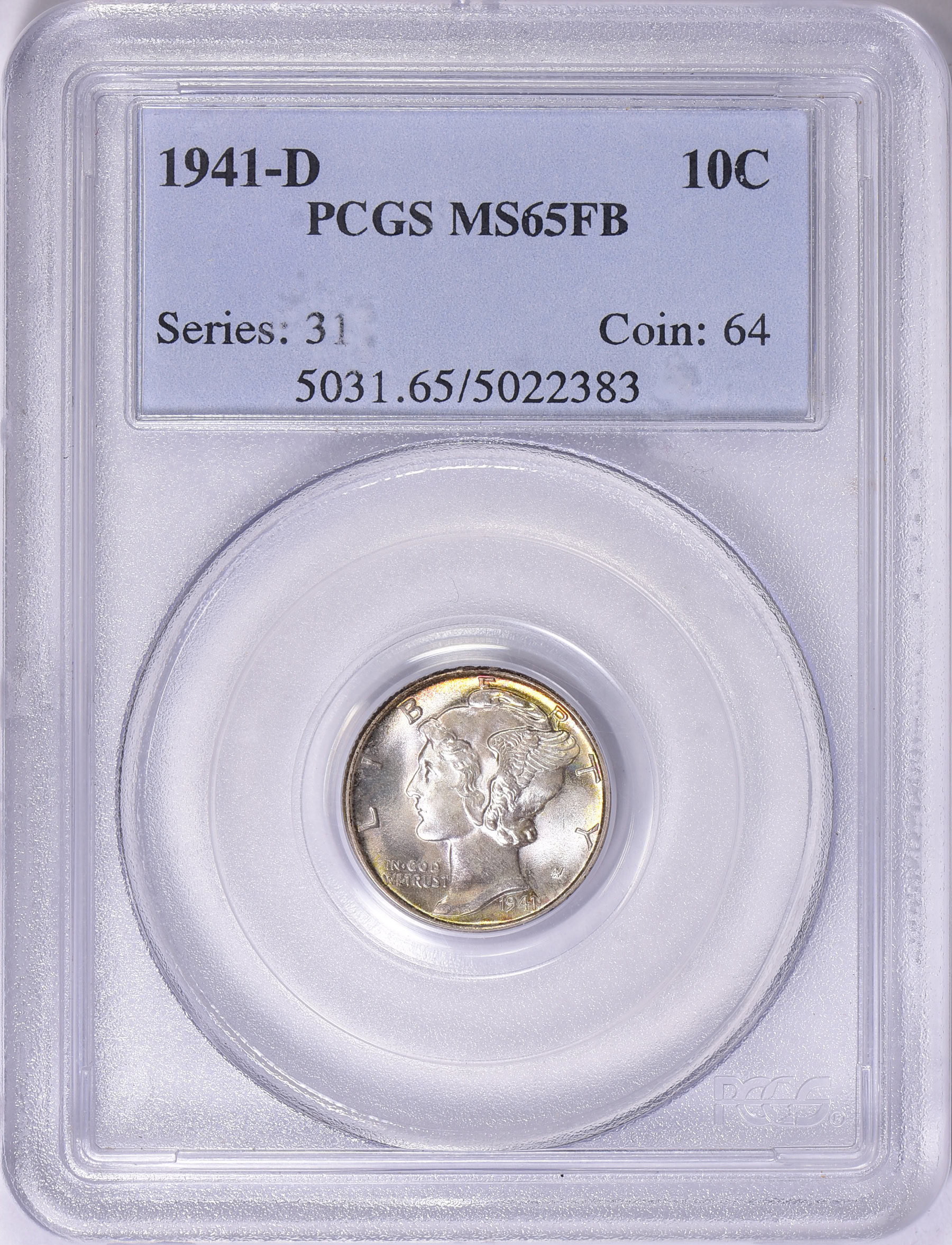 1941-D Mercury Dime PCGS MS-65 FB (Toned) (Item 1757974) | GreatCollections Coin Auctions