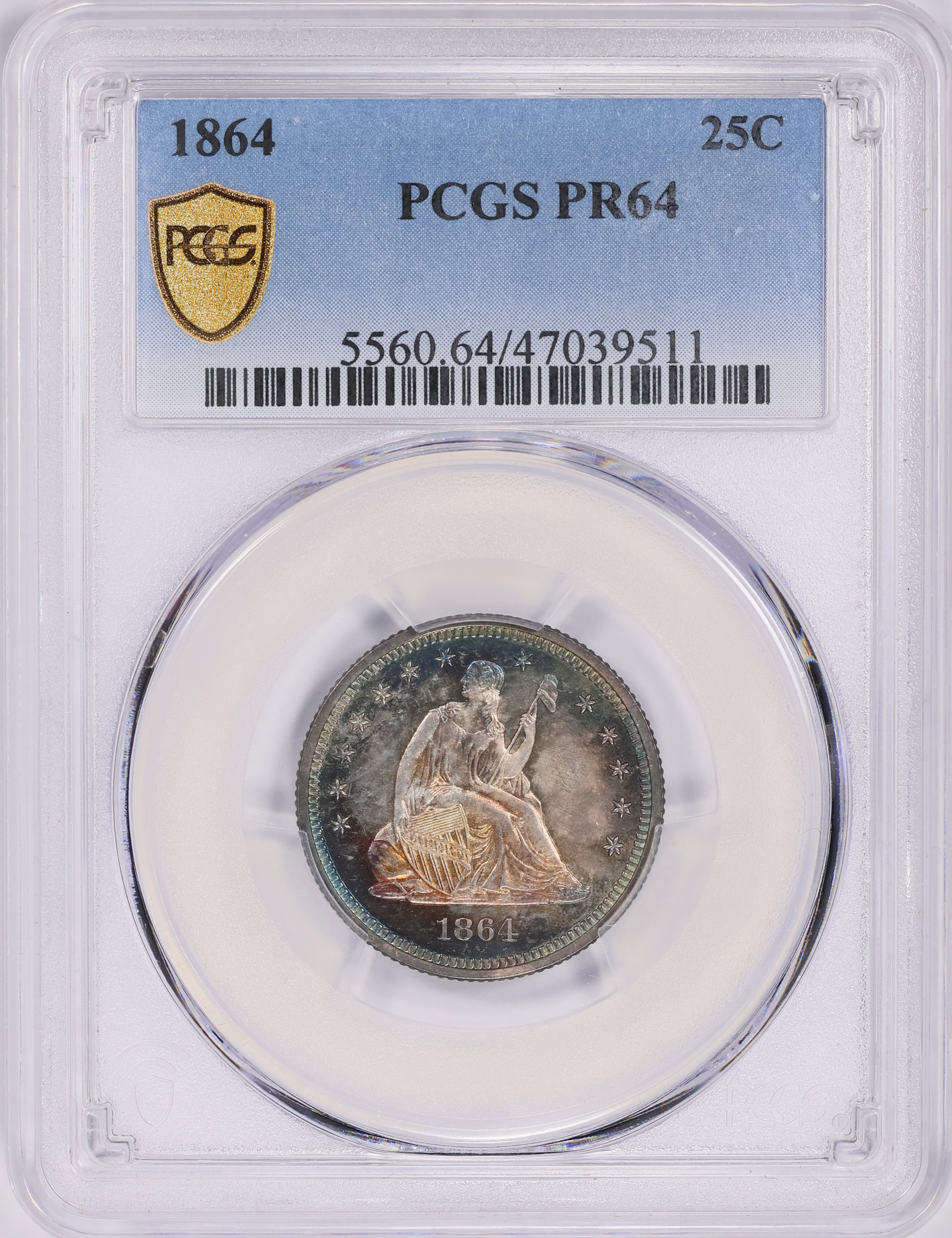 1864 Seated Liberty Quarter PCGS Proof-64 (Toned) (Item 1757979 ...
