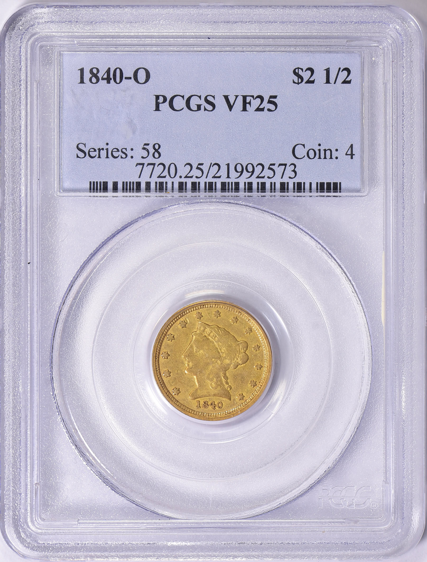1840-O Liberty Gold Quarter Eagle PCGS VF-25 (Item 1758002 ...