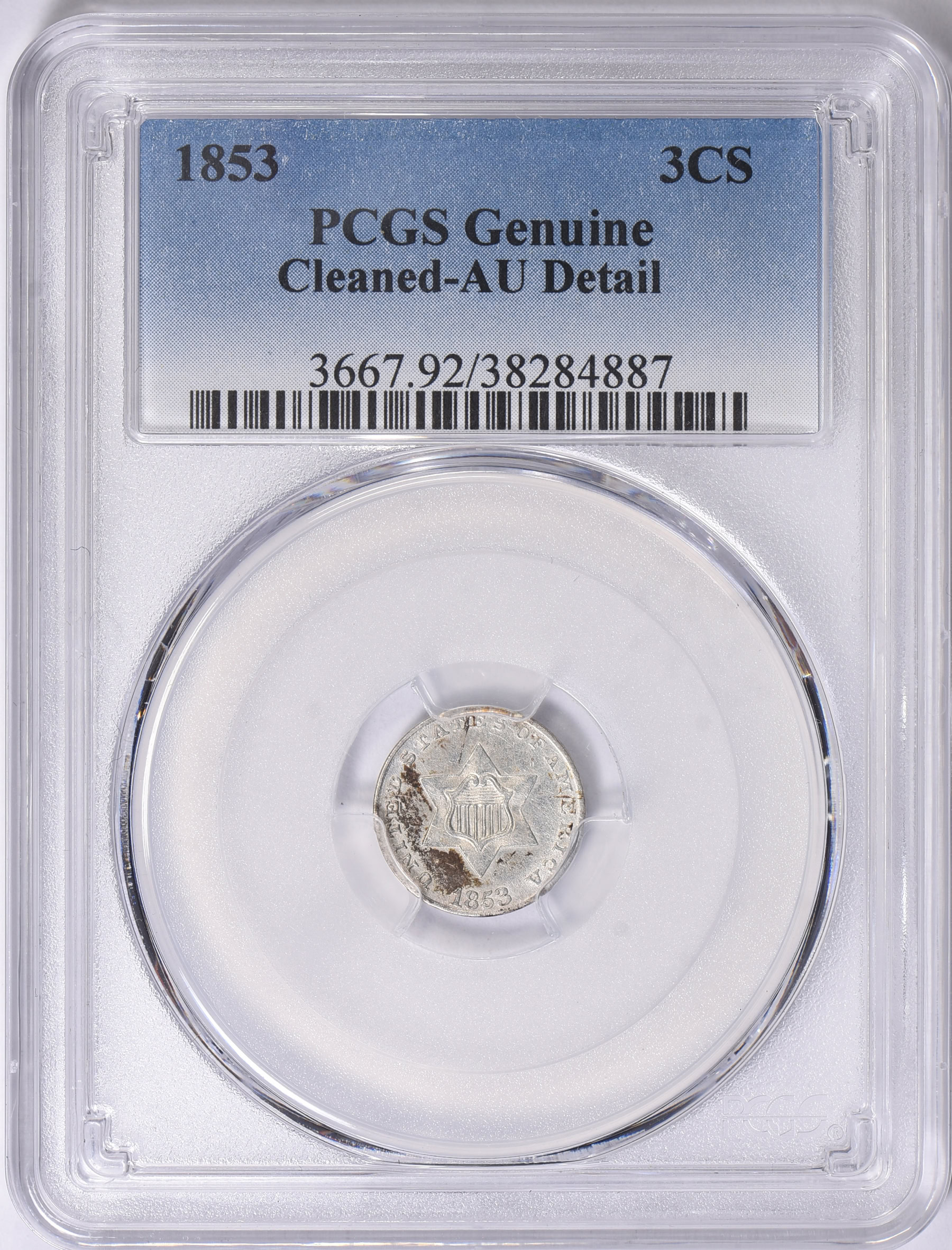 1853 Silver Three-Cent Piece PCGS Genuine AU Details (Item 1758038 ...