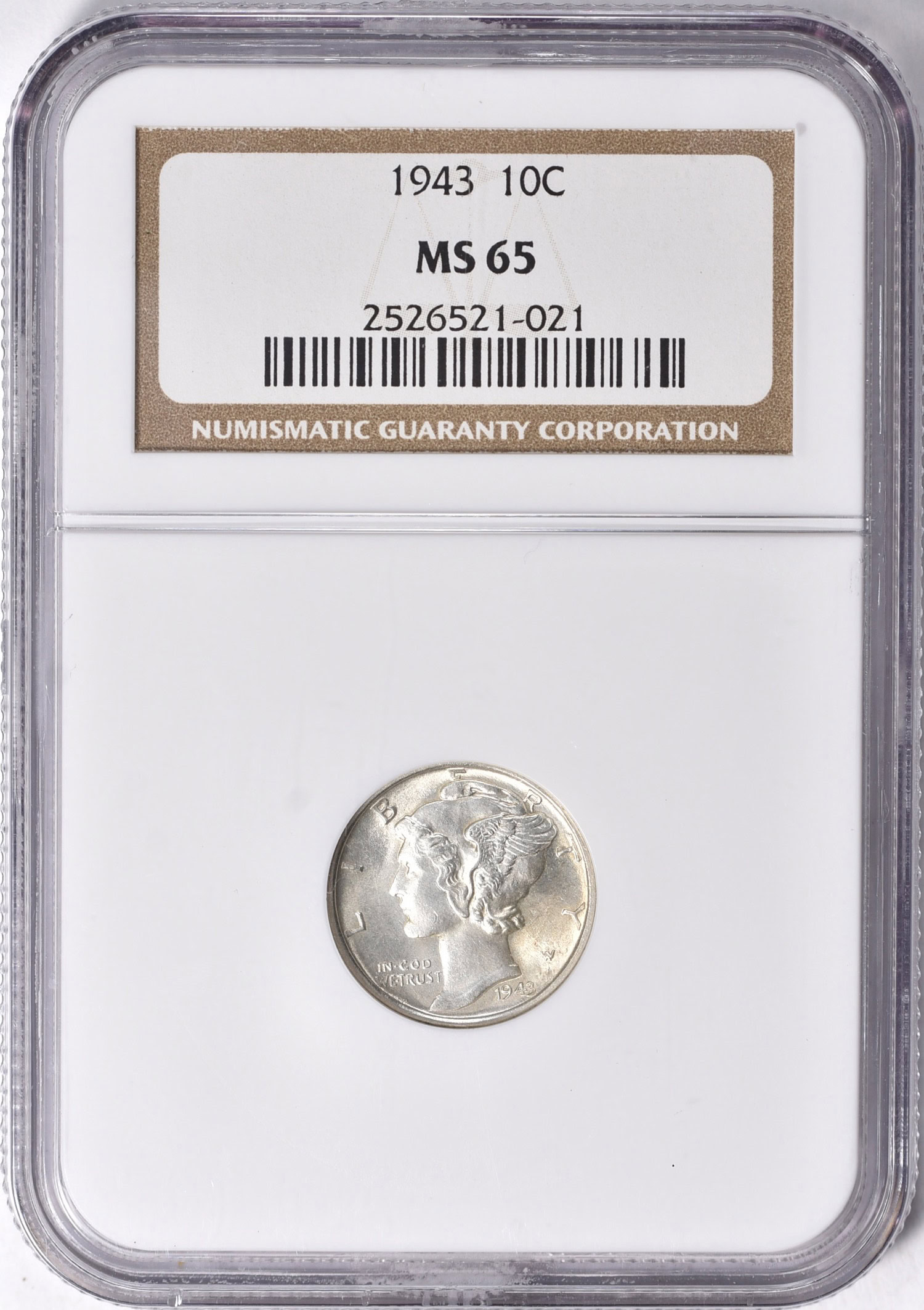 1943 Mercury Dime NGC MS-65 (Item 1758043) | GreatCollections Coin Auctions