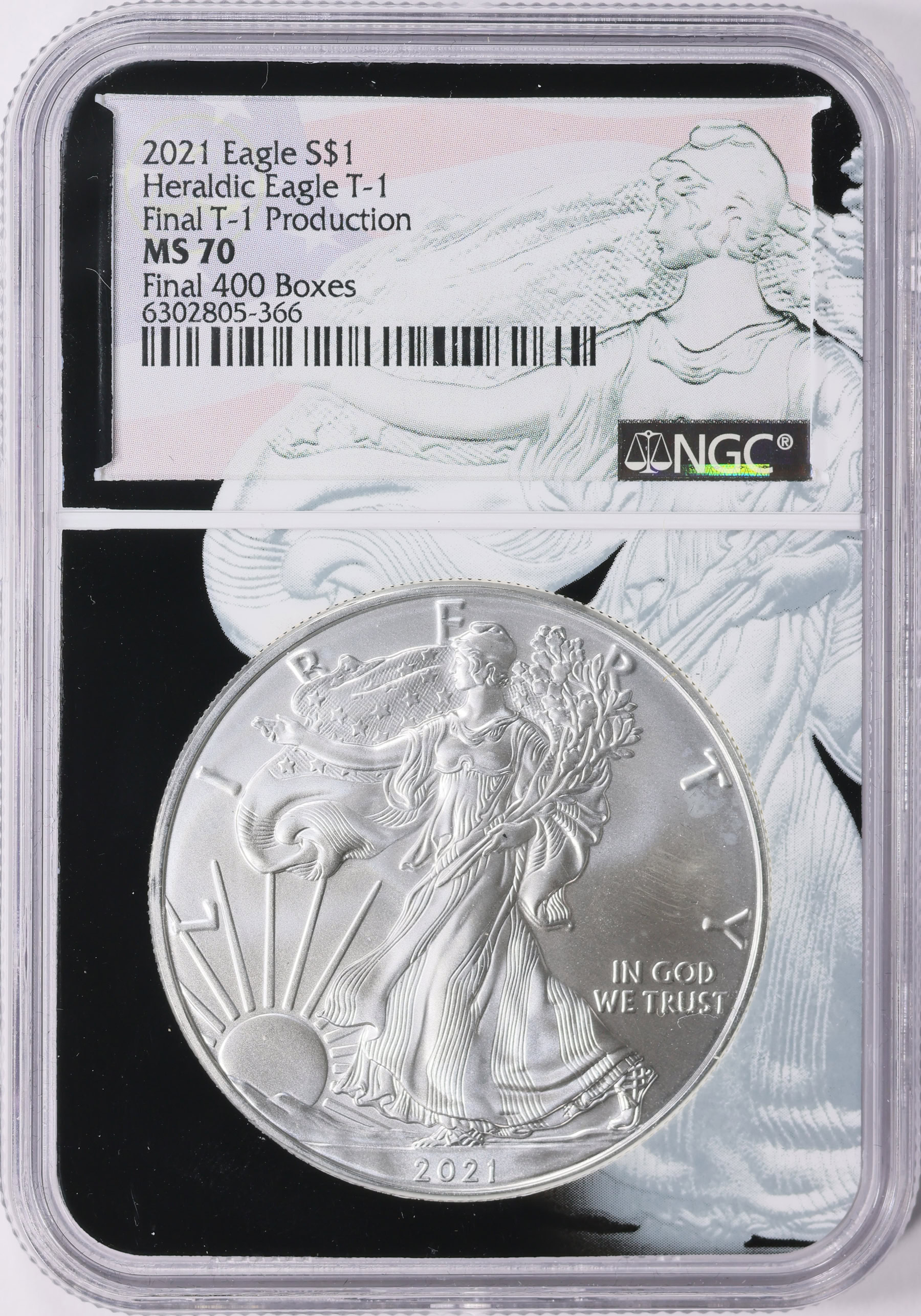 2021 $1 Silver Eagle Final Type 1 Production NGC MS-70 (Silver Eagle Frame Holder) (Item 1758048 ...