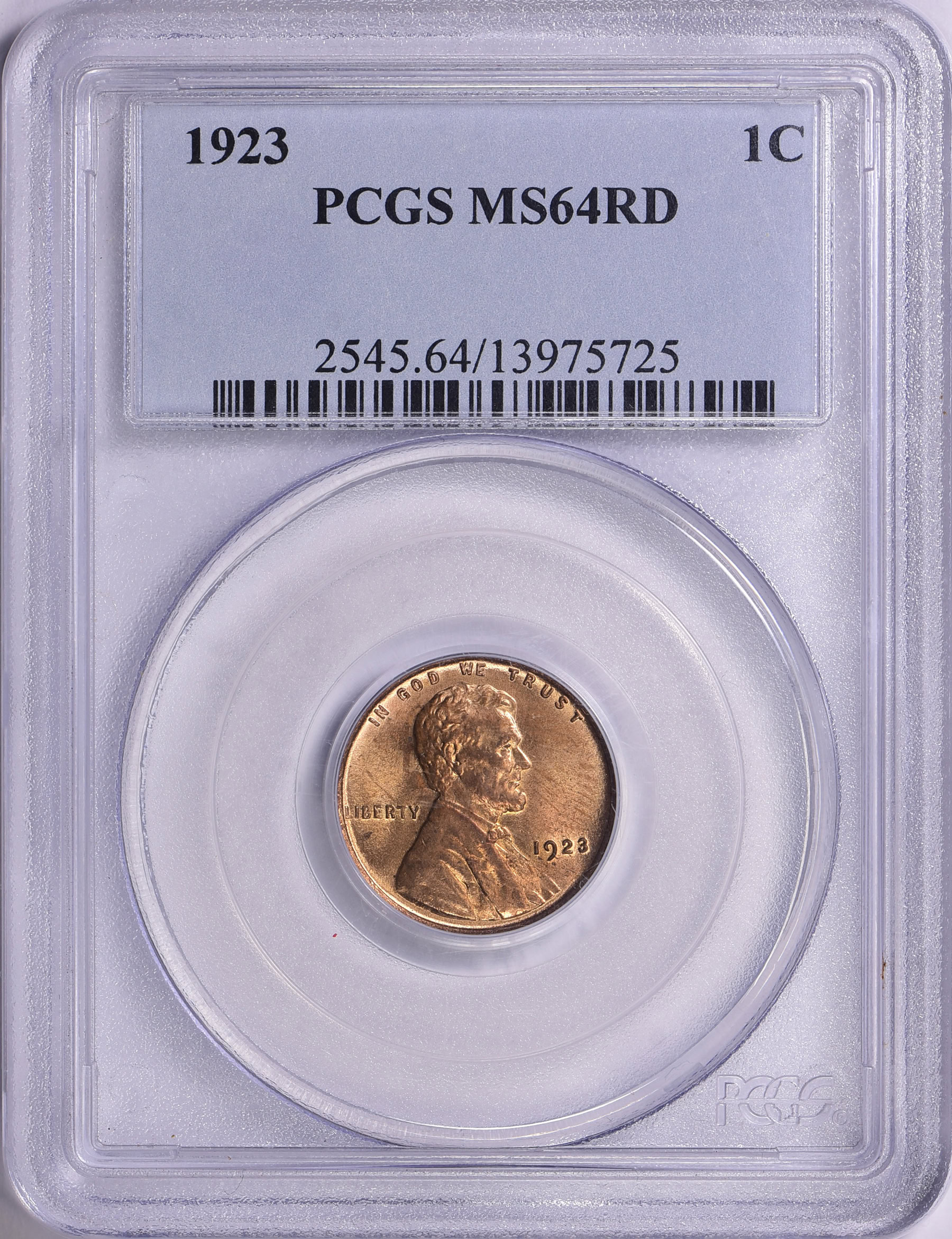 1923 Lincoln Cent PCGS MS-64 RD (Item 1758088) | GreatCollections Coin Auctions