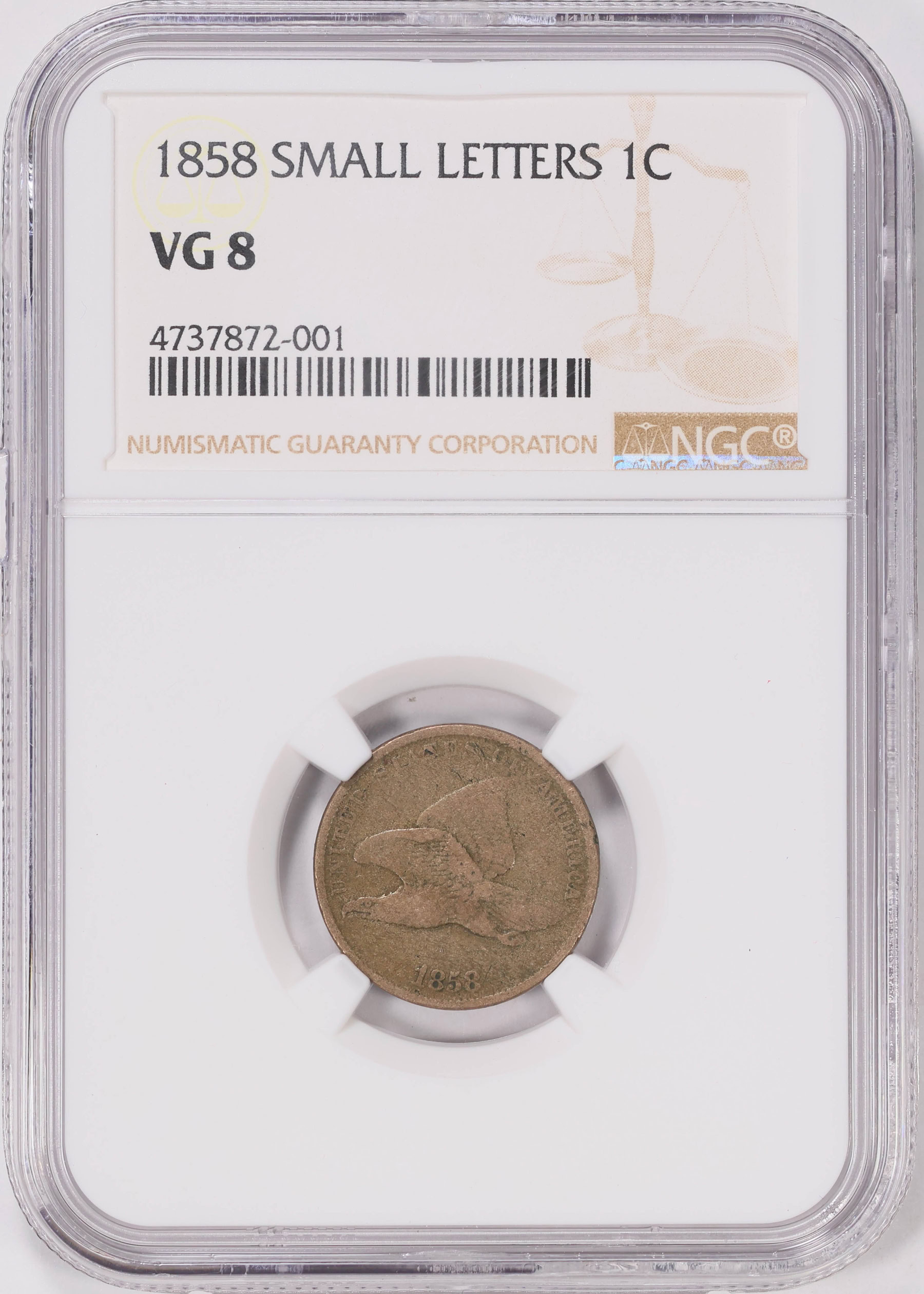 1858 Flying Eagle Cent Small Letters NGC VG-08 (Item 1758112 ...