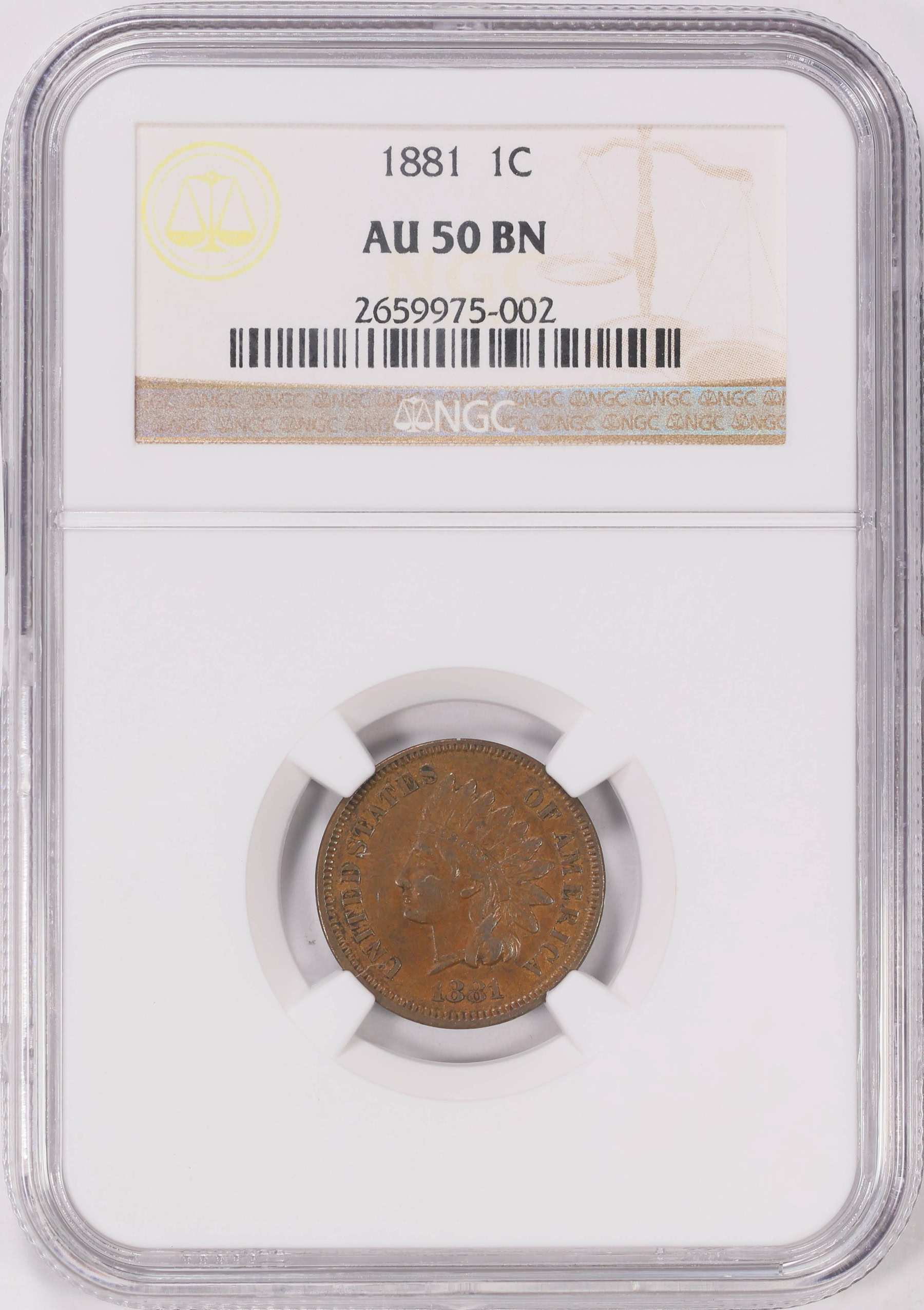1881 Indian Cent NGC AU-50 BN (Item 1758117) | GreatCollections Coin Auctions