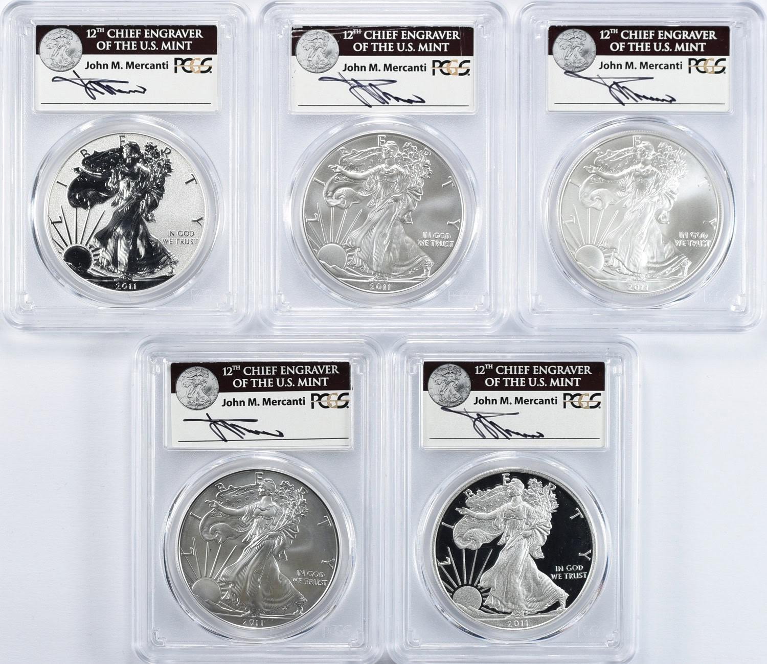 2011 25th Anniversary $1 Silver Eagle Set First Strike PCGS MS-70/Proof ...