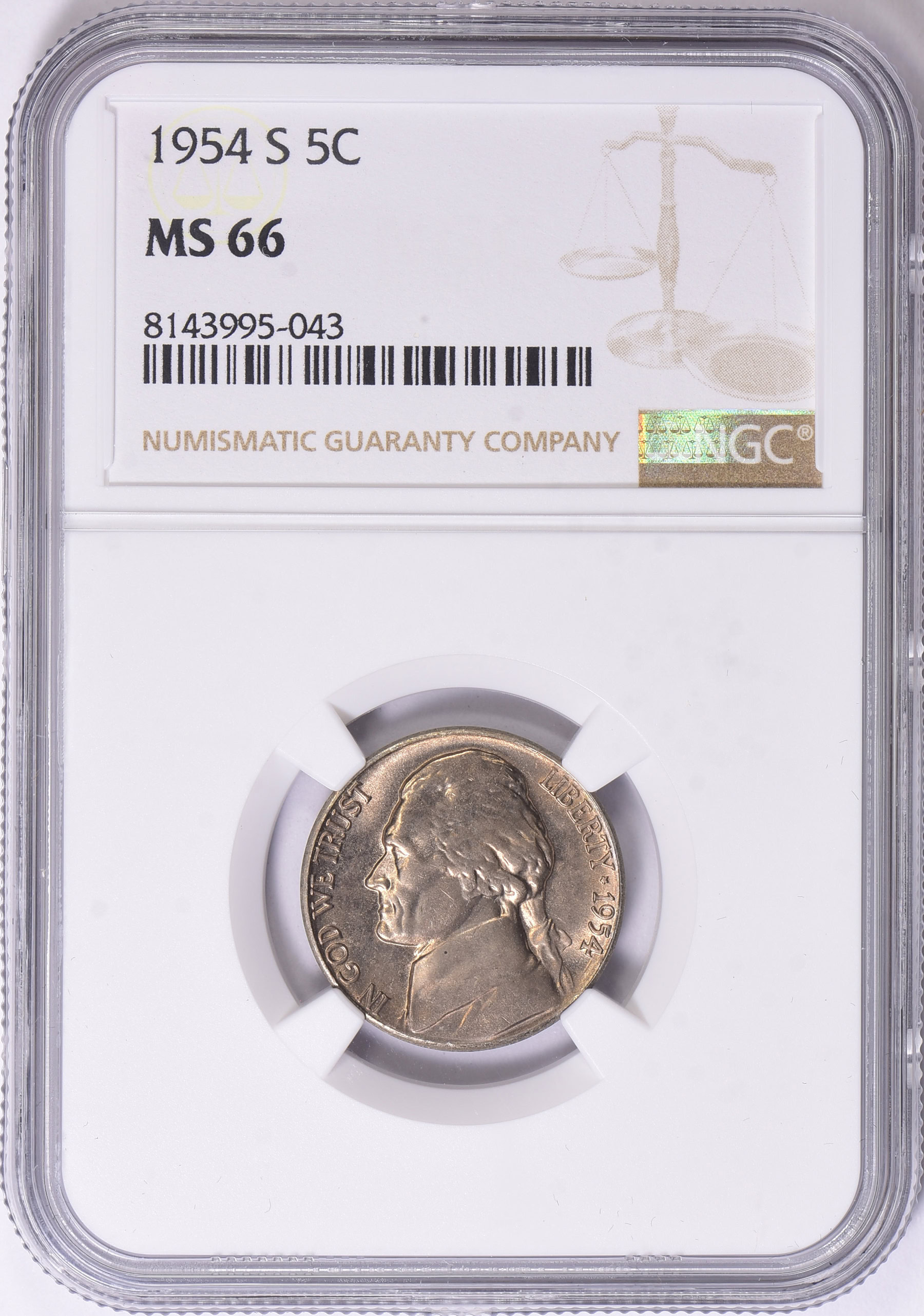 1954-S Jefferson Nickel NGC MS-66 (Item 1758158) | GreatCollections Coin Auctions