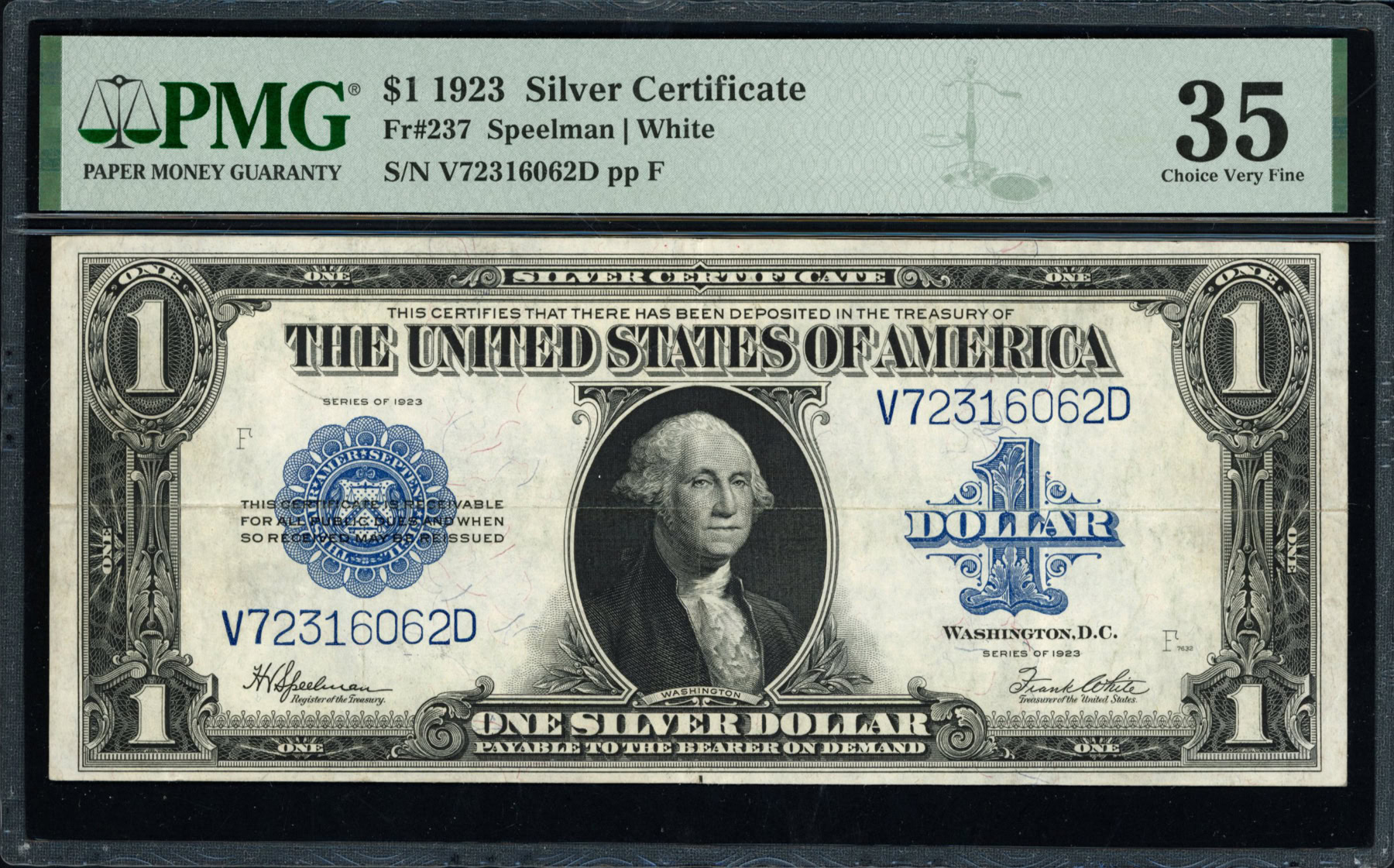 Fr. 237 1923 $1 Silver Certificate Note Speelman / White PMG Choice ...