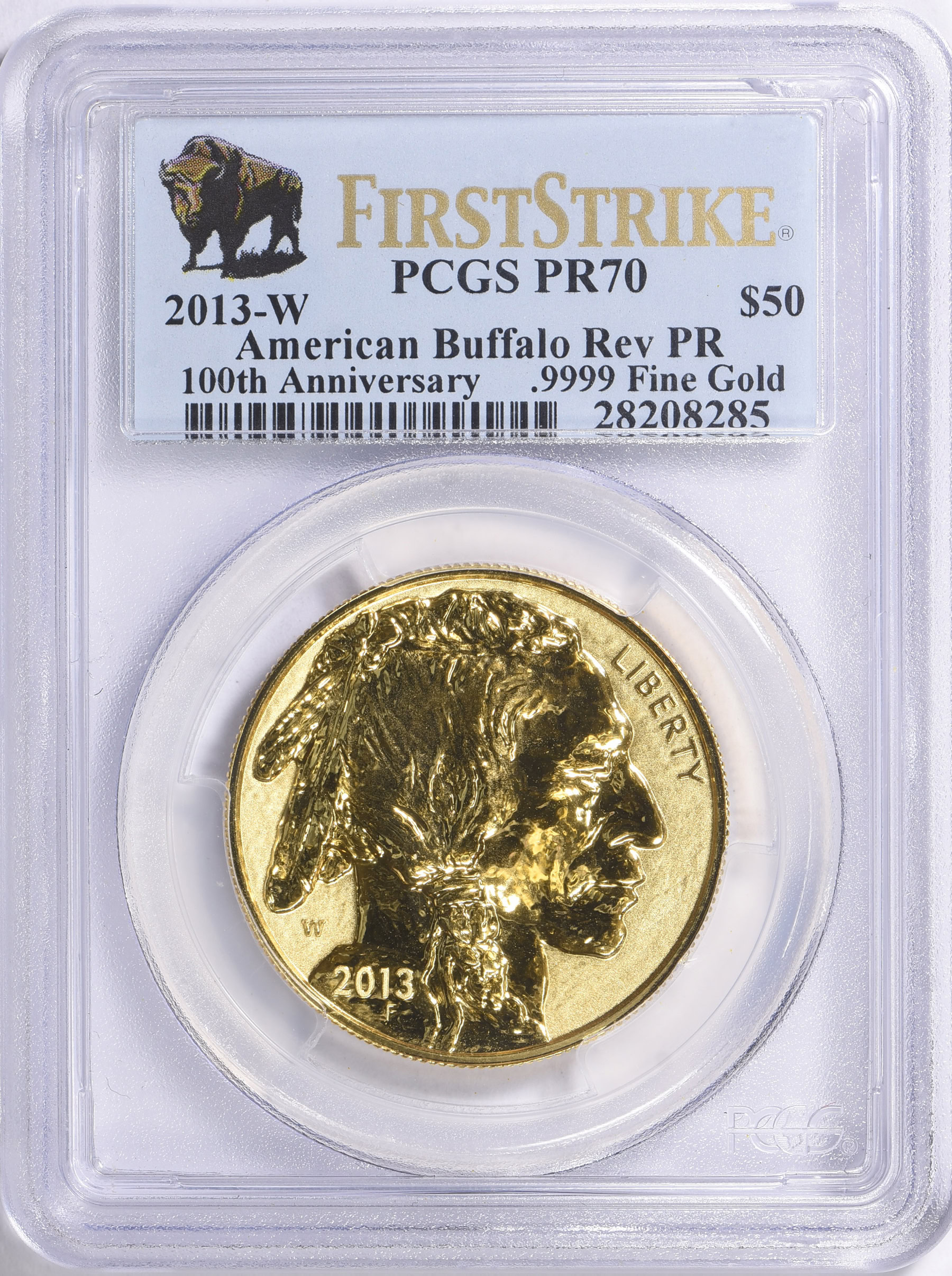 2013-W $50 One-Ounce Gold American Buffalo Reverse Proof First Strike PCGS Proof-70 (Item ...