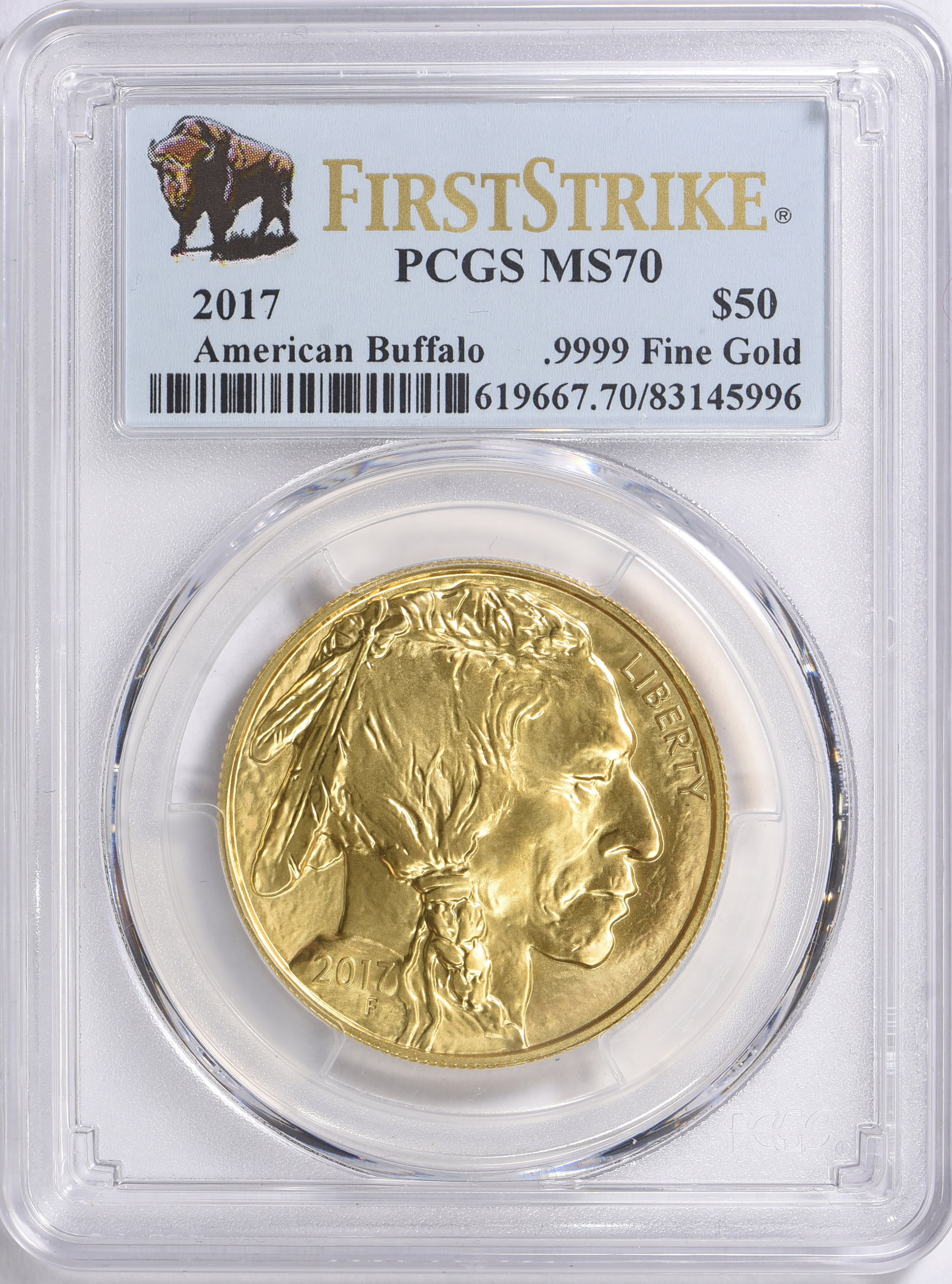 2017 $50 One-Ounce Gold American Buffalo First Strike Buffalo PCGS MS-70 (Item 1758219 ...