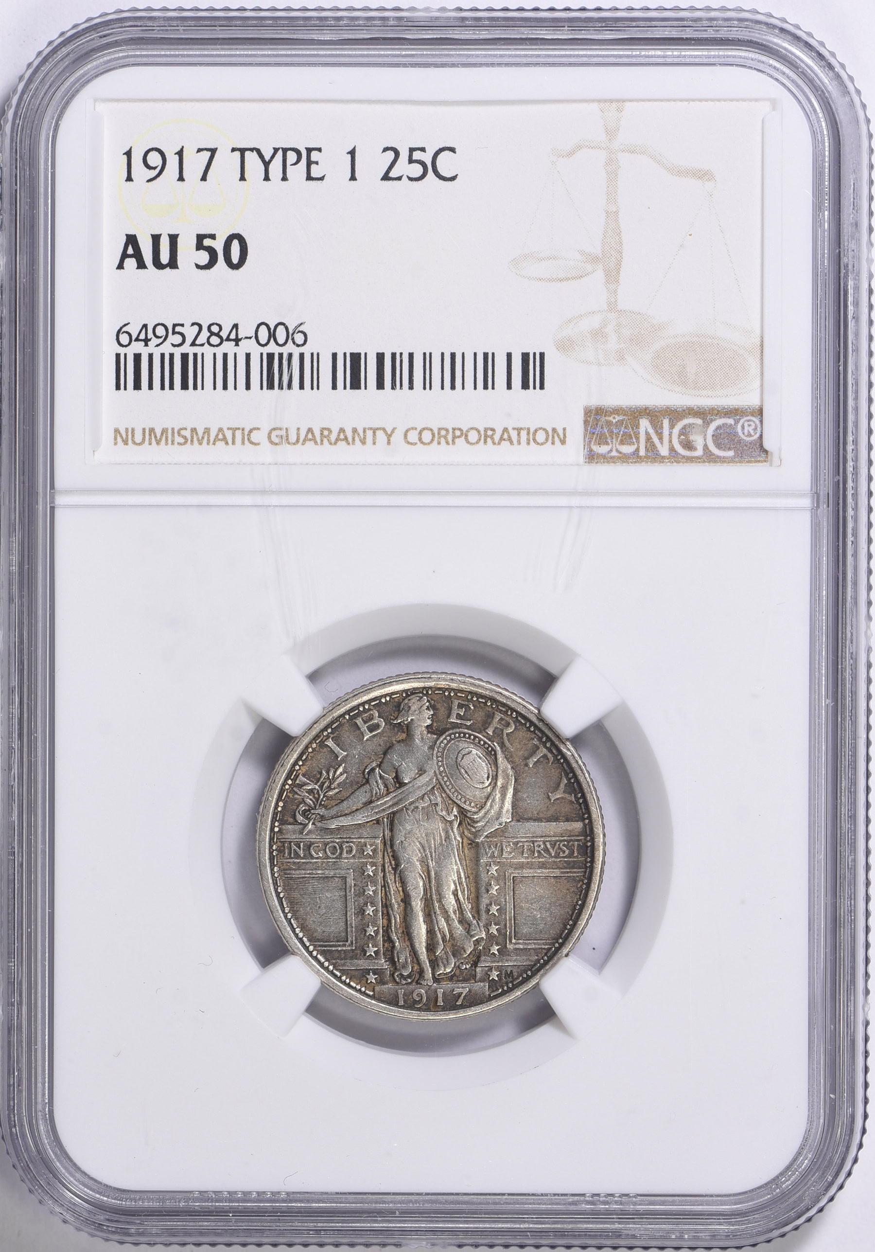 1917 Standing Liberty Quarter Type 1 NGC AU-50 (Item 1758334) | GreatCollections Coin Auctions