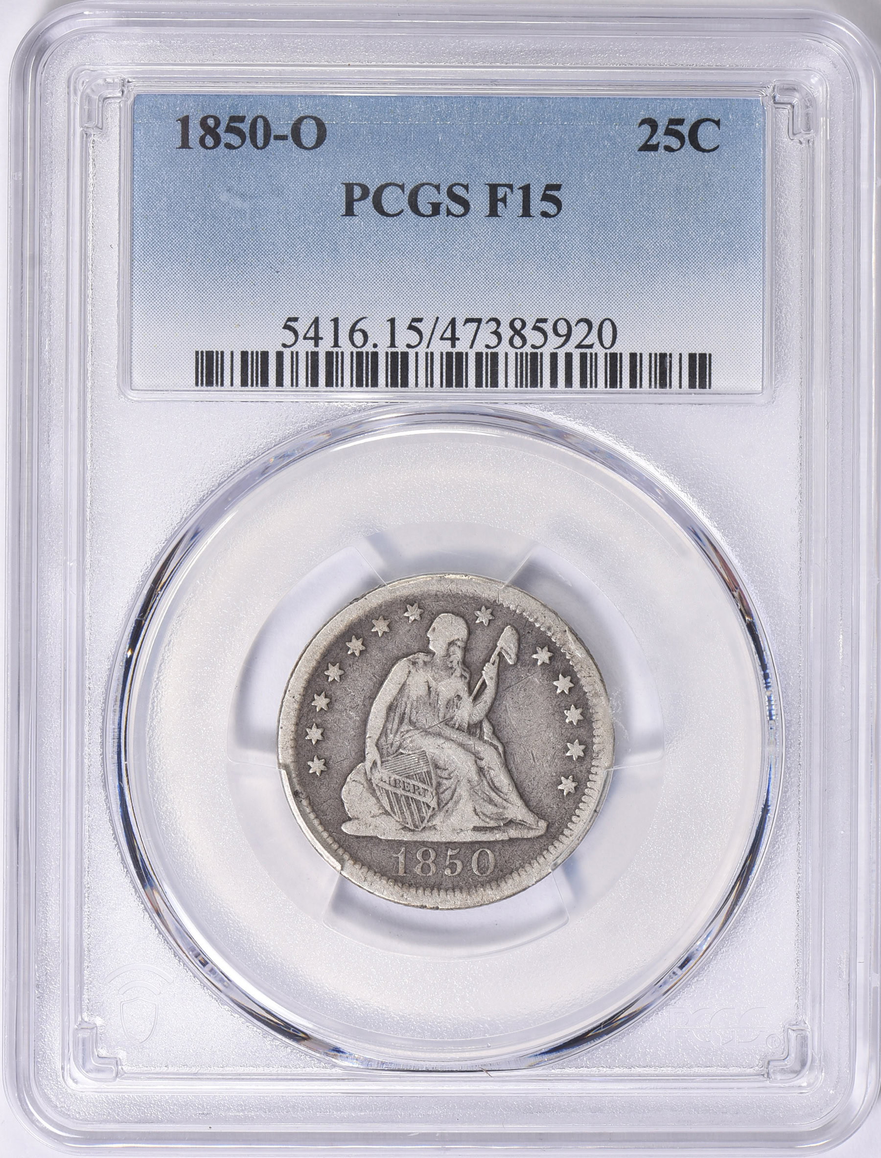 1850-O Seated Liberty Quarter PCGS F-15 (Item 1758359 ...