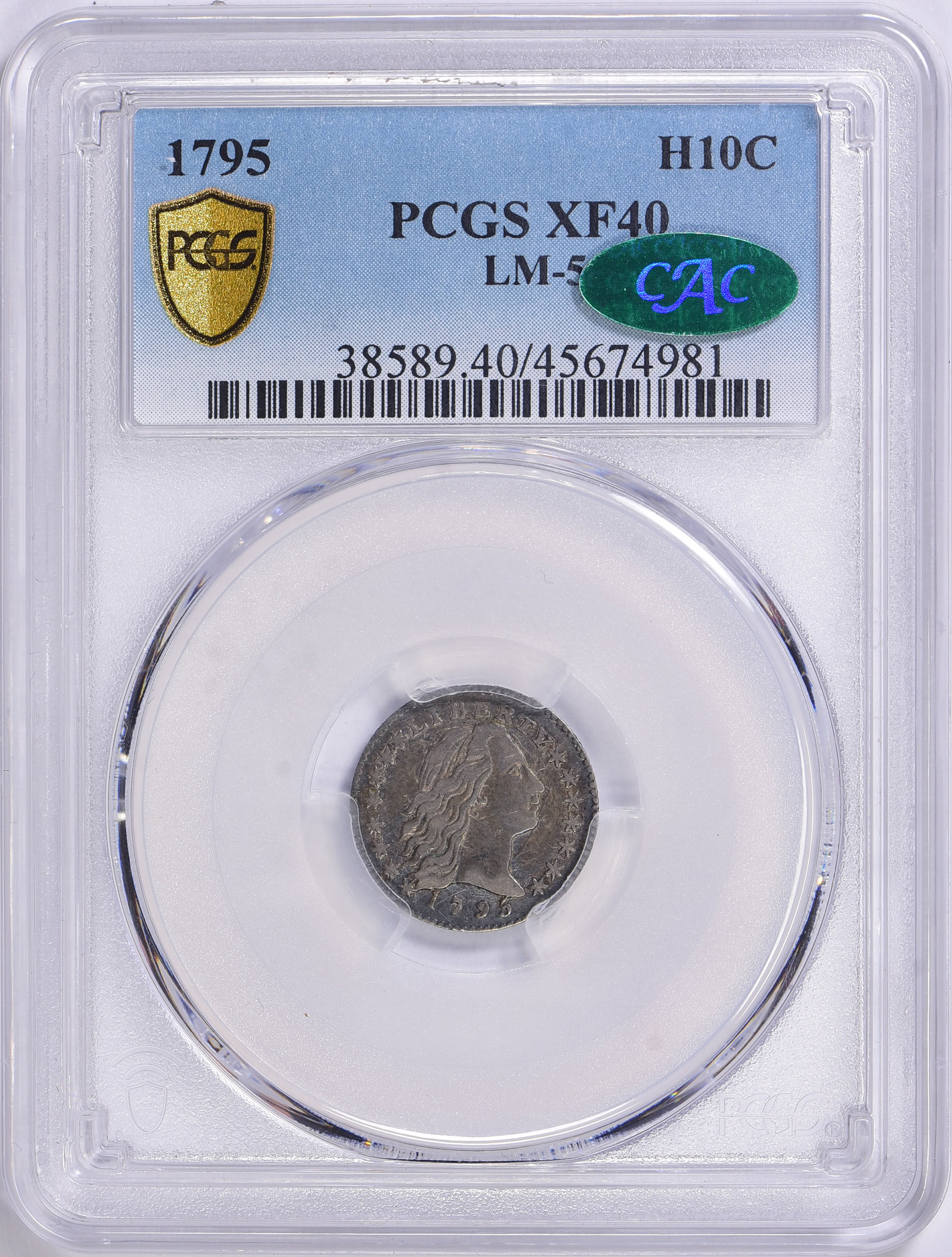 1795 Flowing Hair Half Dime LM-5 PCGS XF-40 (CAC Green) (Item 1758370 ...