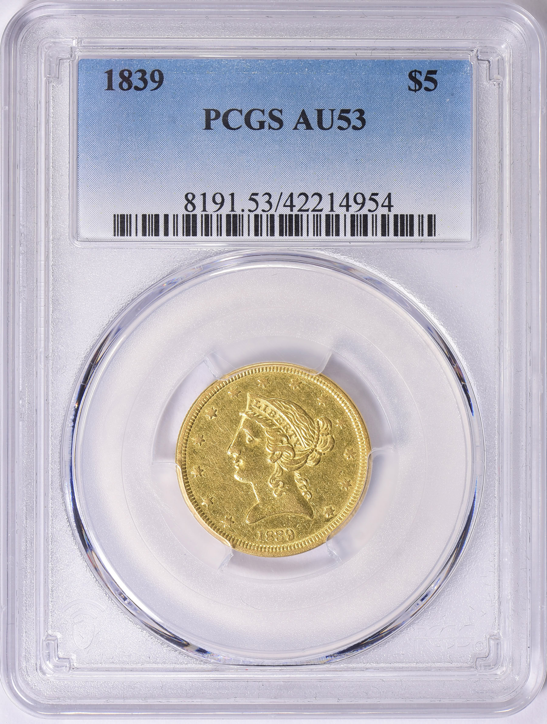 1839 Liberty Gold Half Eagle PCGS AU-53 (Item 1758375 ...