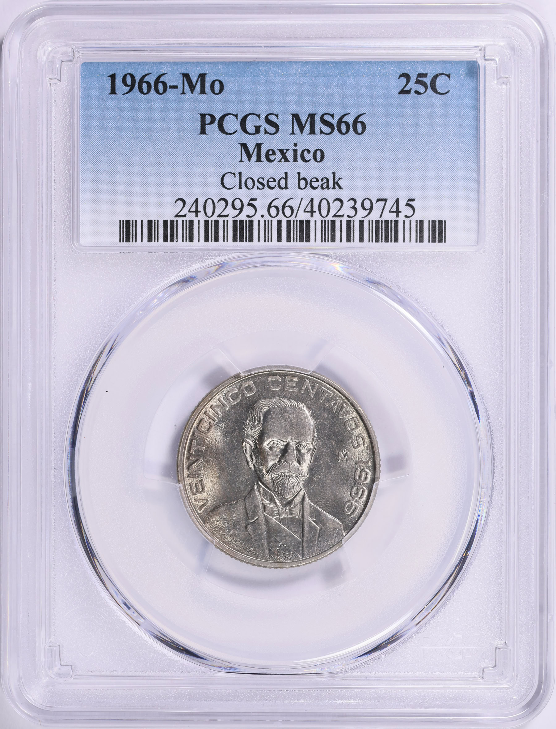 Mexico 1966-Mo 25 Centavos Closed Beak KM-444 PCGS MS-66 (Item 1758533 ...