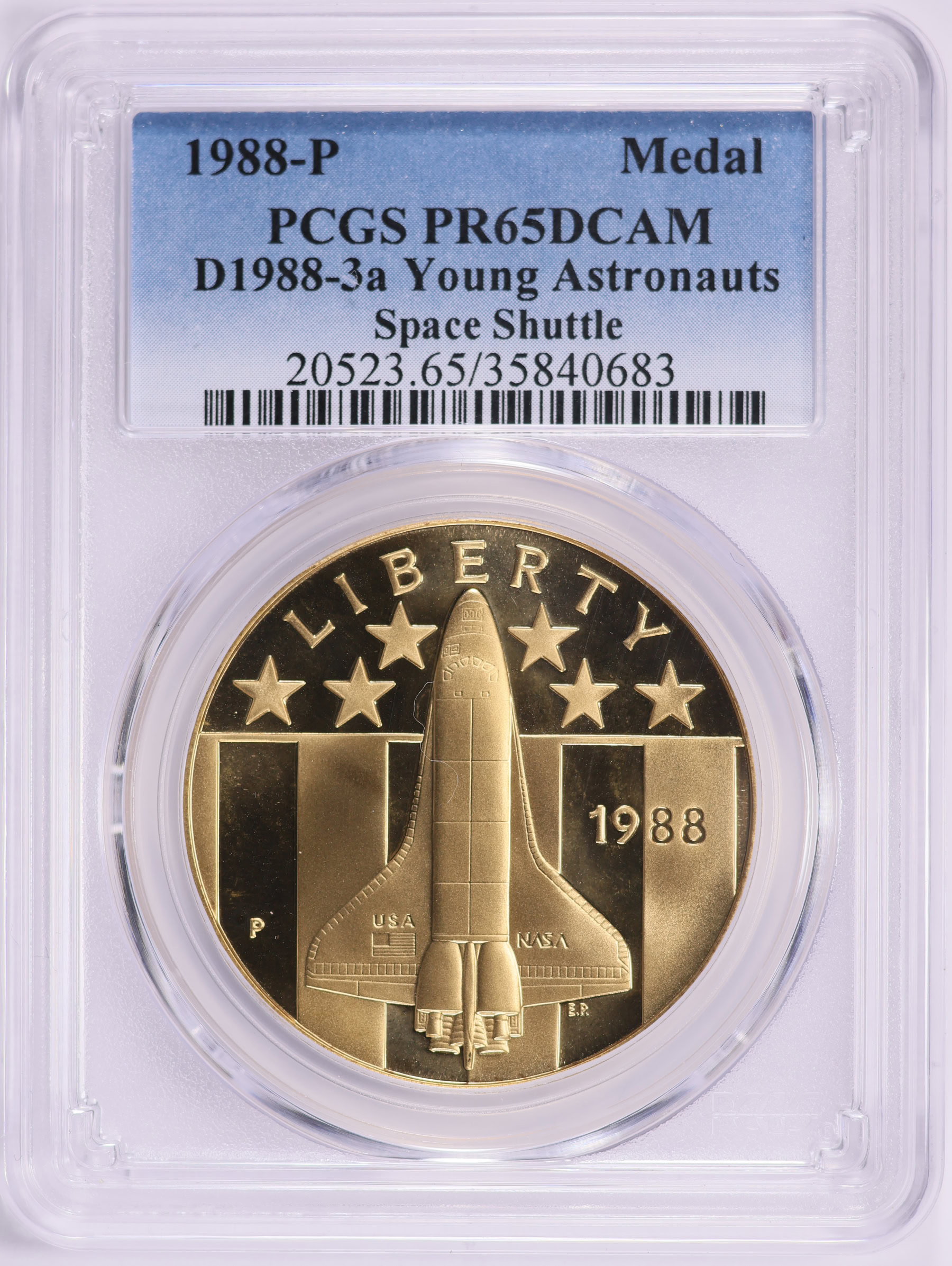 1988-P Young Astronauts Space Shuttle Bronze Medal PCGS Proof-65 DCAM ...