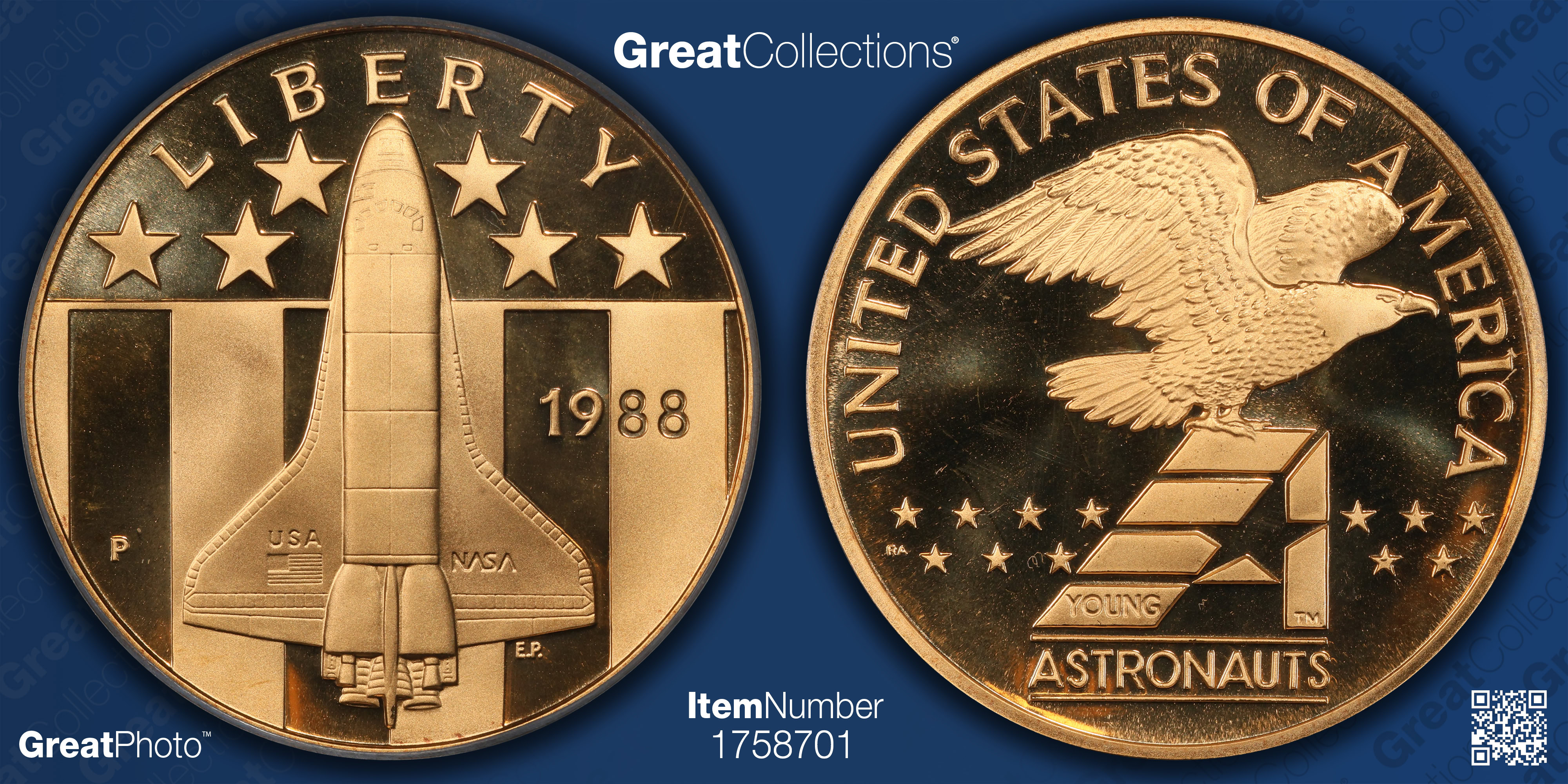 1988-P Young Astronauts Space Shuttle Bronze Medal PCGS Proof-65 DCAM ...