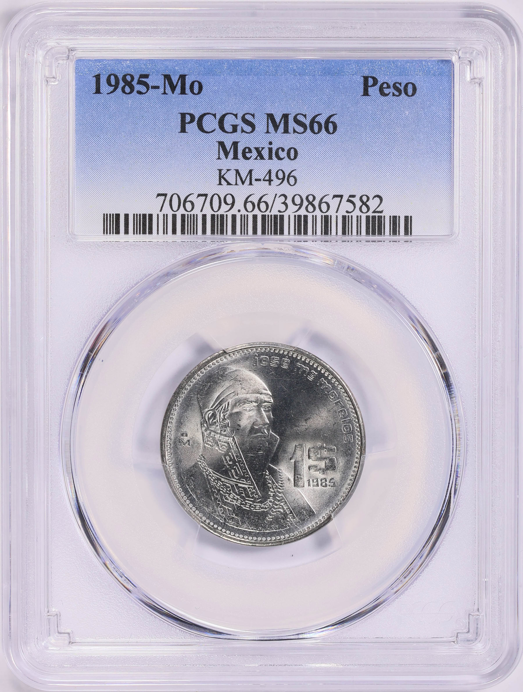 Mexico 1985-Mo Peso KM-496 PCGS MS-66 (Item 1758775) | GreatCollections ...