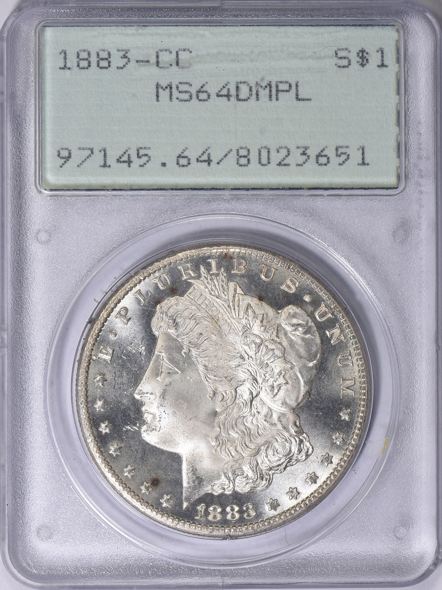 1883-CC Morgan Silver Dollar PCGS MS-64 DMPL OGH (1st Gen) (Item 1758856) | GreatCollections ...