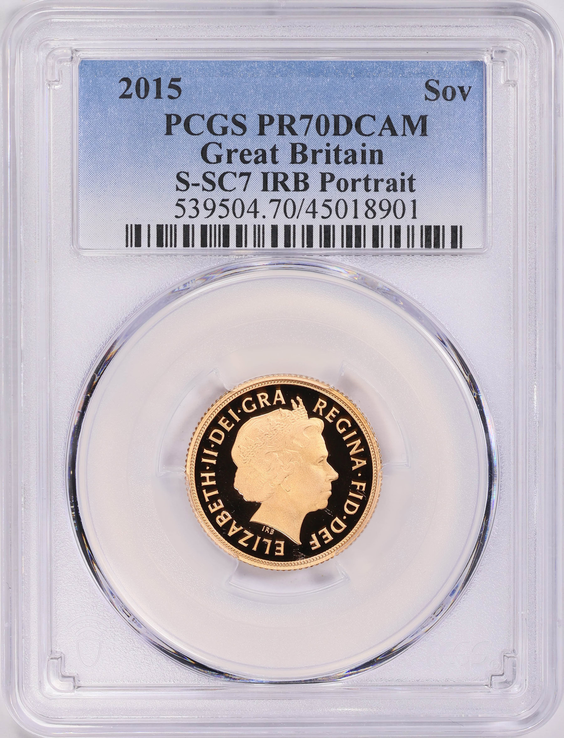 Great Britain 2015 Gold Sovereign IRB Portrait KM-1002.1 PCGS Proof-70 ...