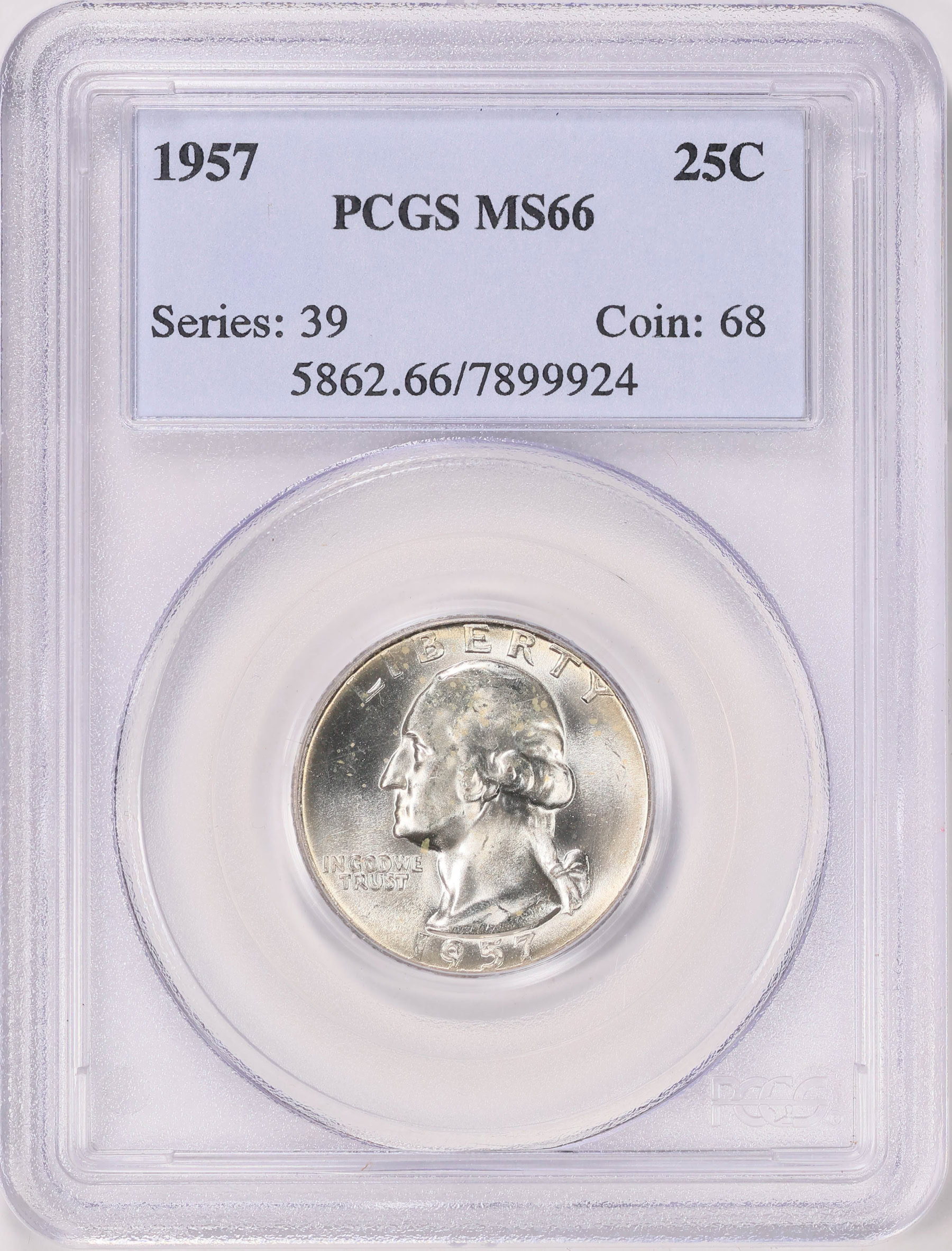 1957 Washington Quarter PCGS MS-66 (Item 1758973) | GreatCollections Coin Auctions