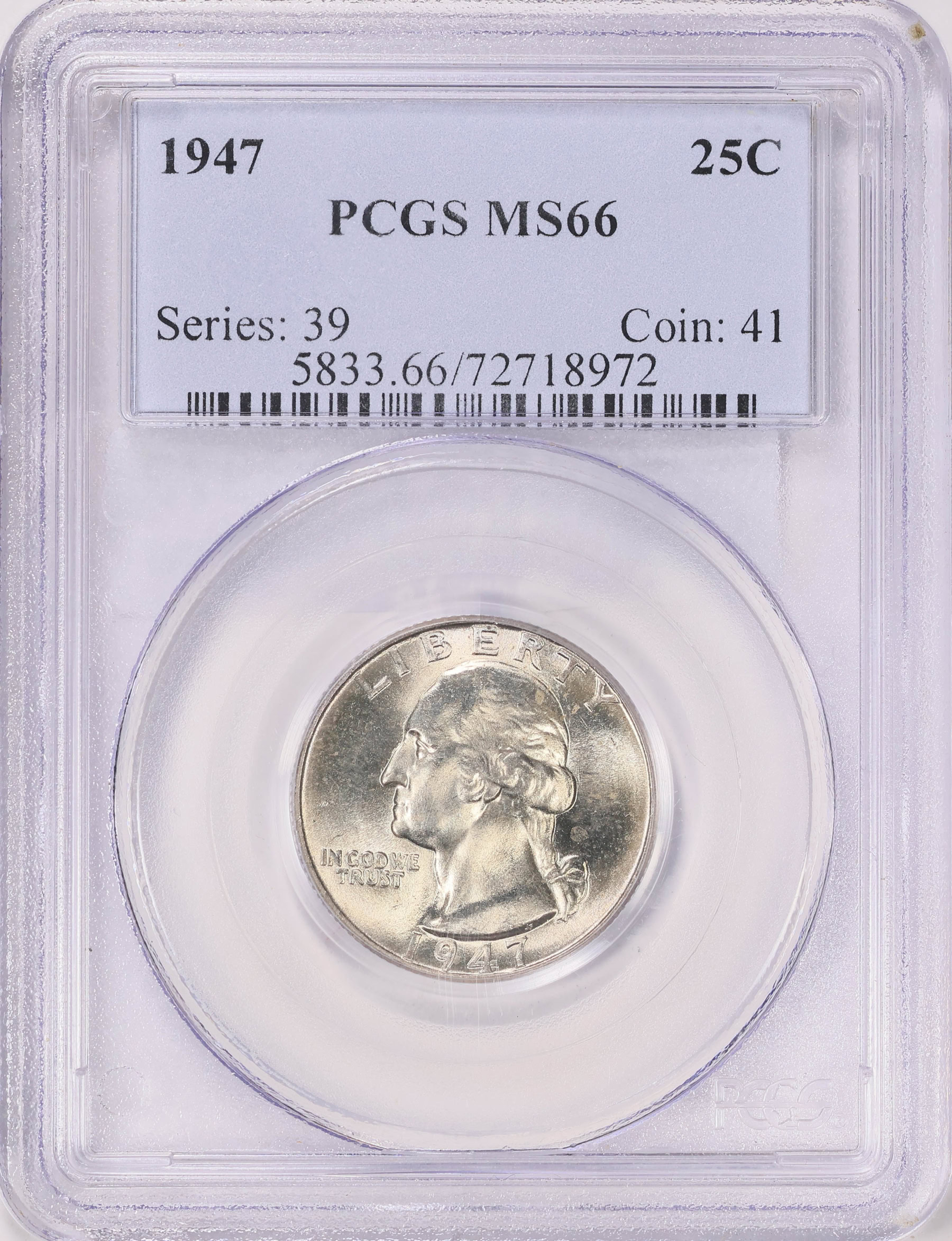 1947 Washington Quarter PCGS MS-66 (Item 1758979) | GreatCollections Coin Auctions