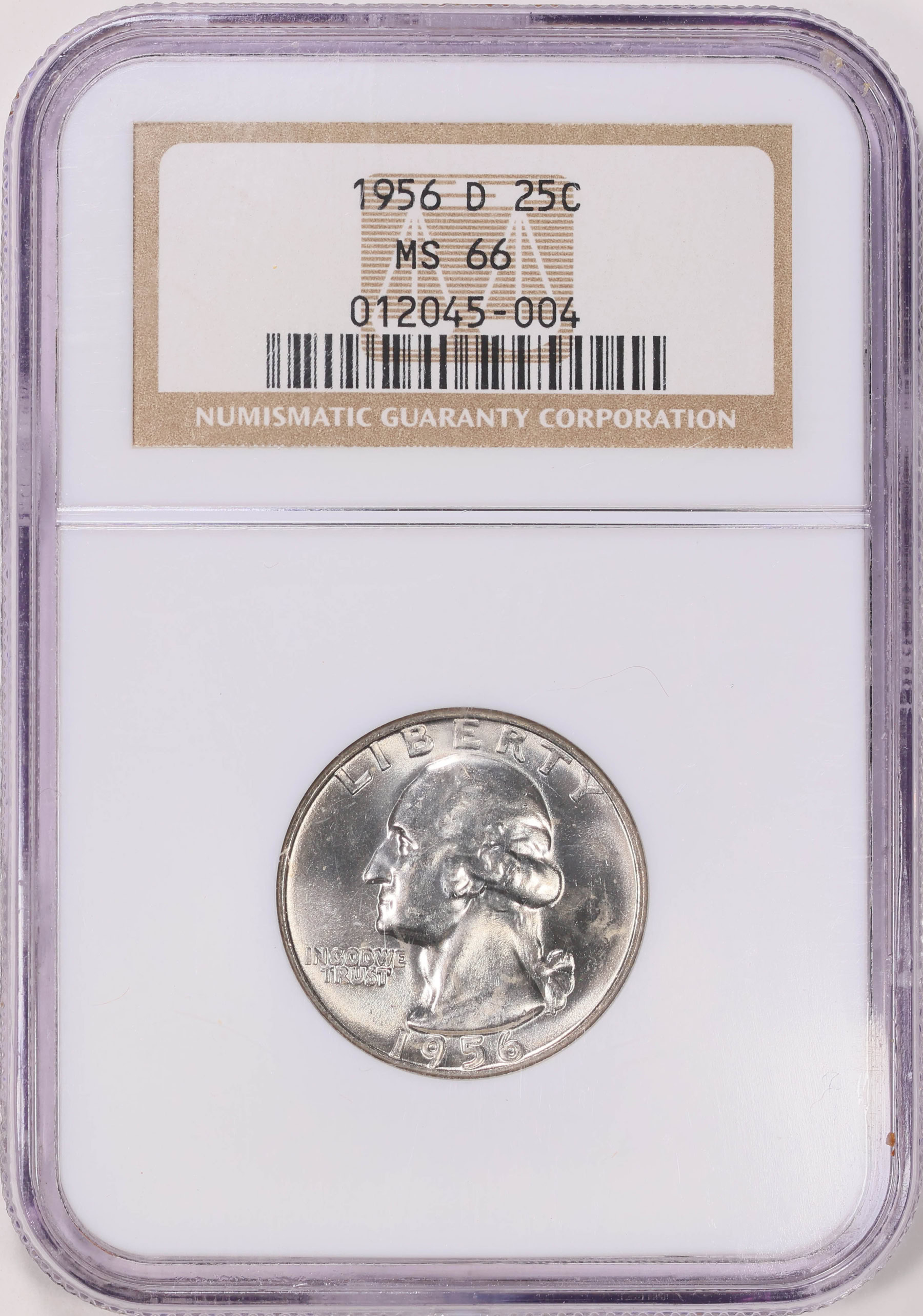 1956-D Washington Quarter NGC MS-66 (Item 1758994) | GreatCollections Coin Auctions