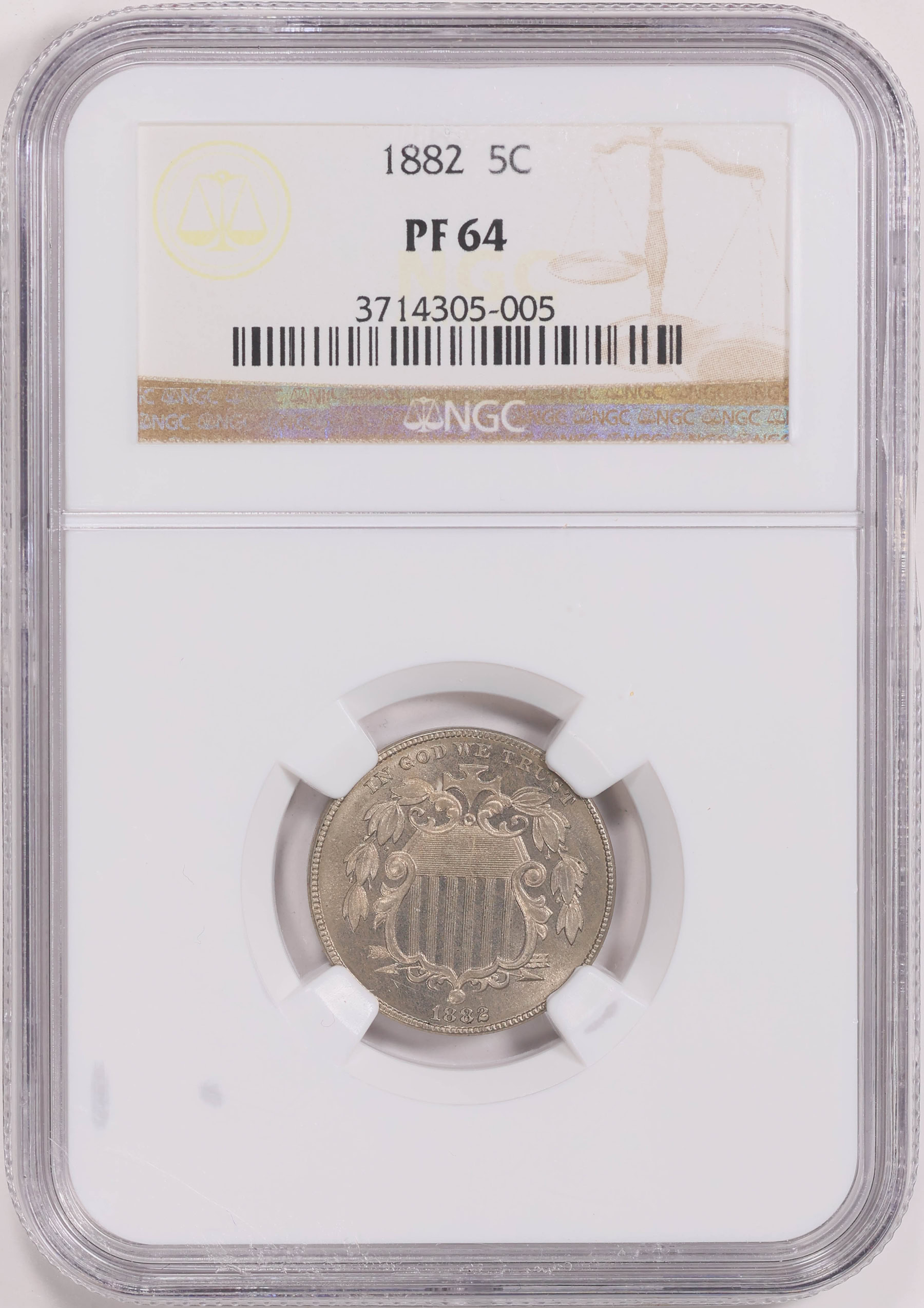 1882 Shield Nickel NGC Proof-64 (Item 1759016) | GreatCollections Coin ...