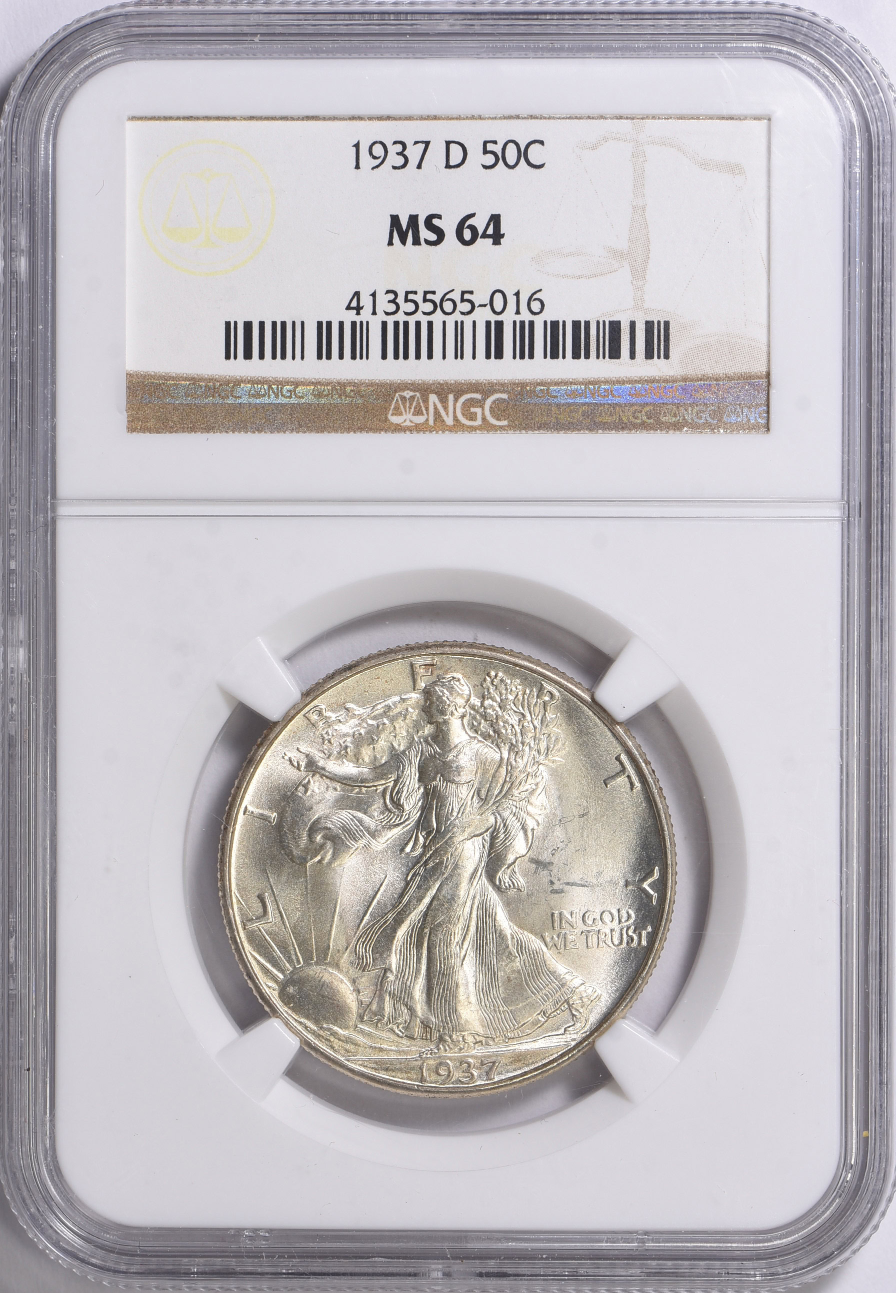 1937-D Walking Liberty Half Dollar NGC MS-64 (Item 1759018) | GreatCollections Coin Auctions
