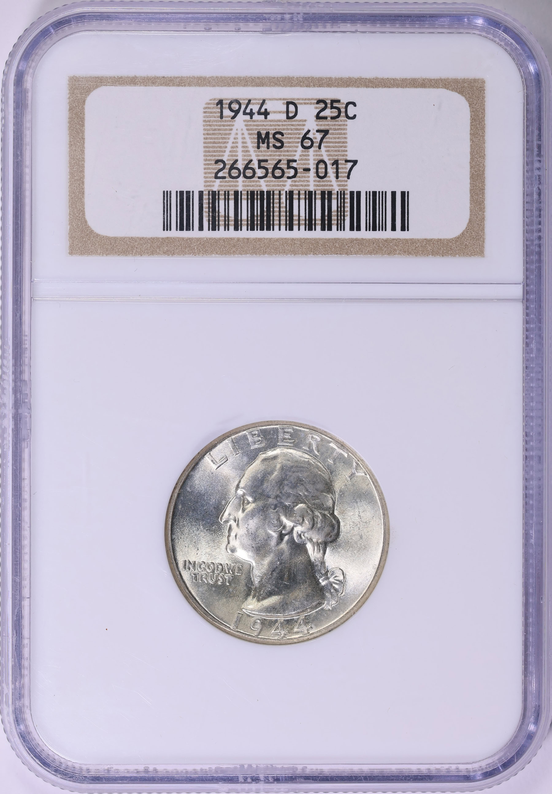 1944-D Washington Quarter NGC MS-67 (Item 1759027) | GreatCollections ...