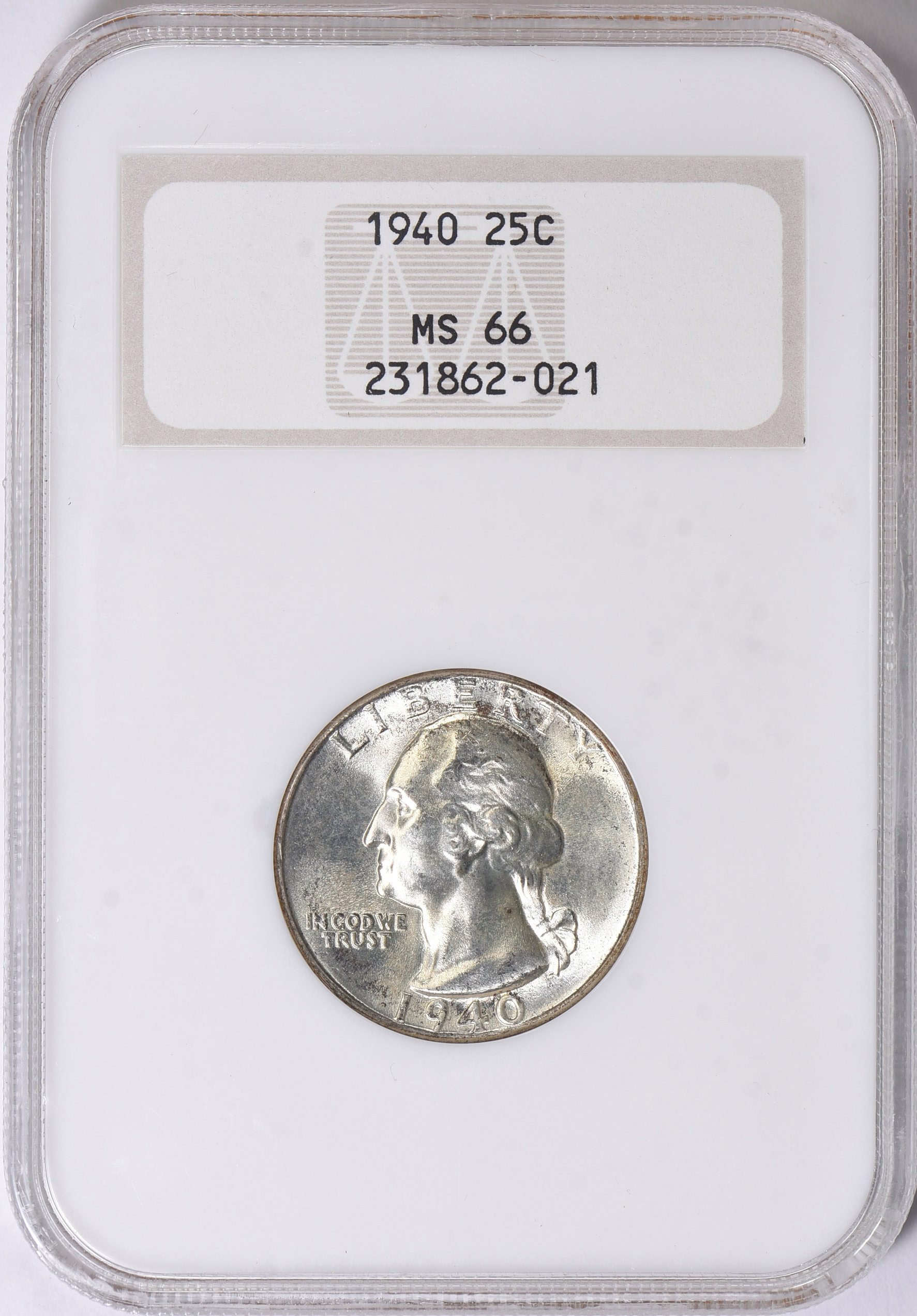 1940 Washington Quarter NGC MS-66 OH (Item 1759028) | GreatCollections Coin Auctions