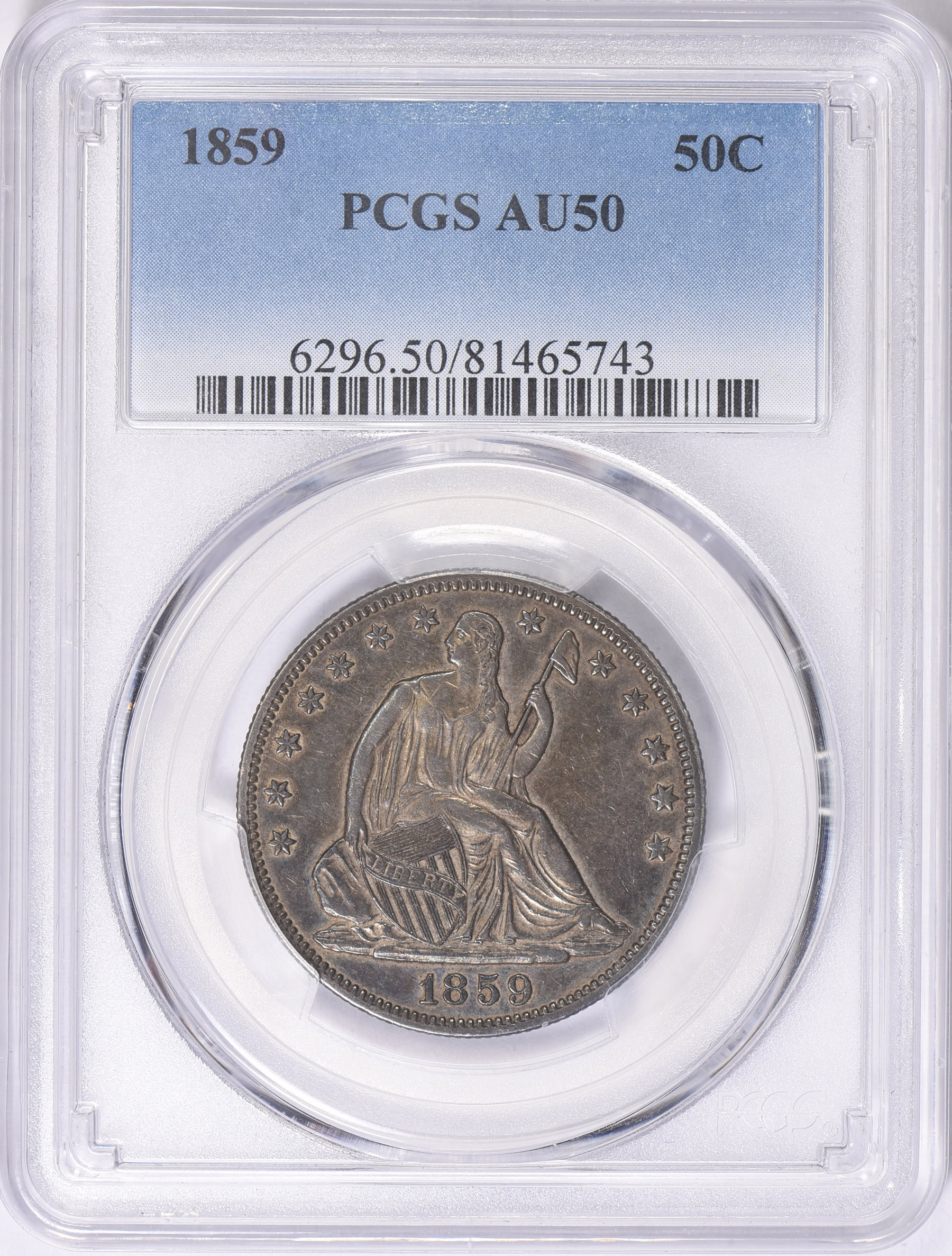 1859 Seated Liberty Half Dollar PCGS AU-50 (Item 1759043) | GreatCollections Coin Auctions