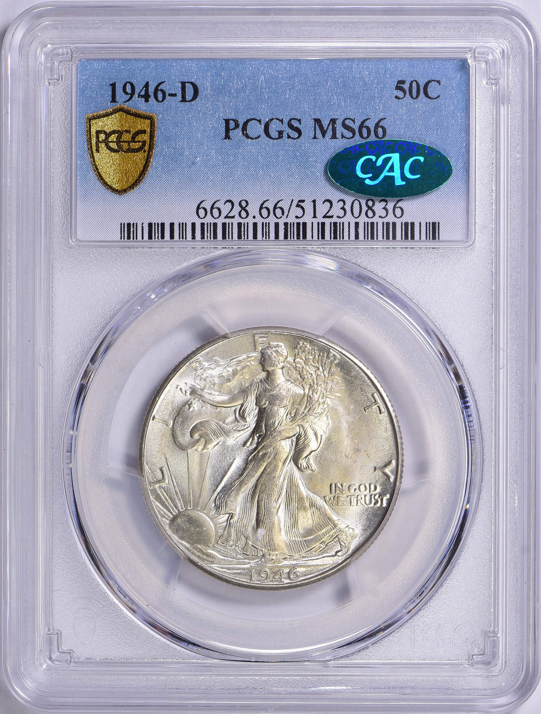 1946-D Walking Liberty Half Dollar PCGS MS-66 (CAC Green) (Item 1759063) | GreatCollections Coin ...
