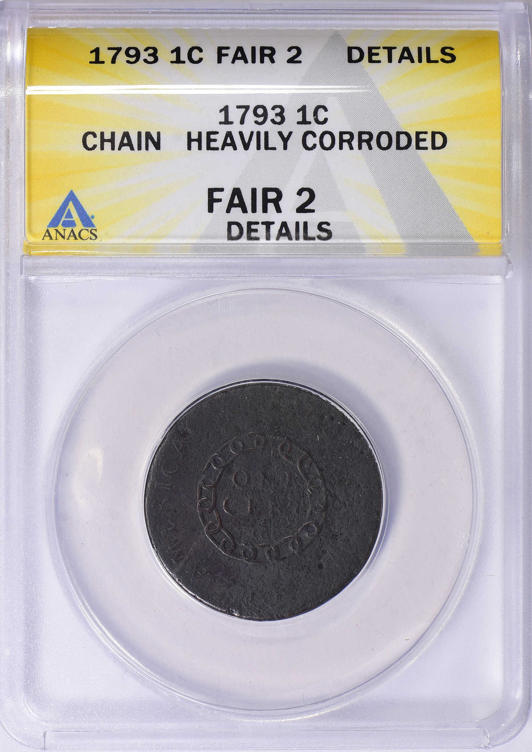 1793 Chain Cent AMERICA ANACS FR-02 Details (Item 1759089 ...