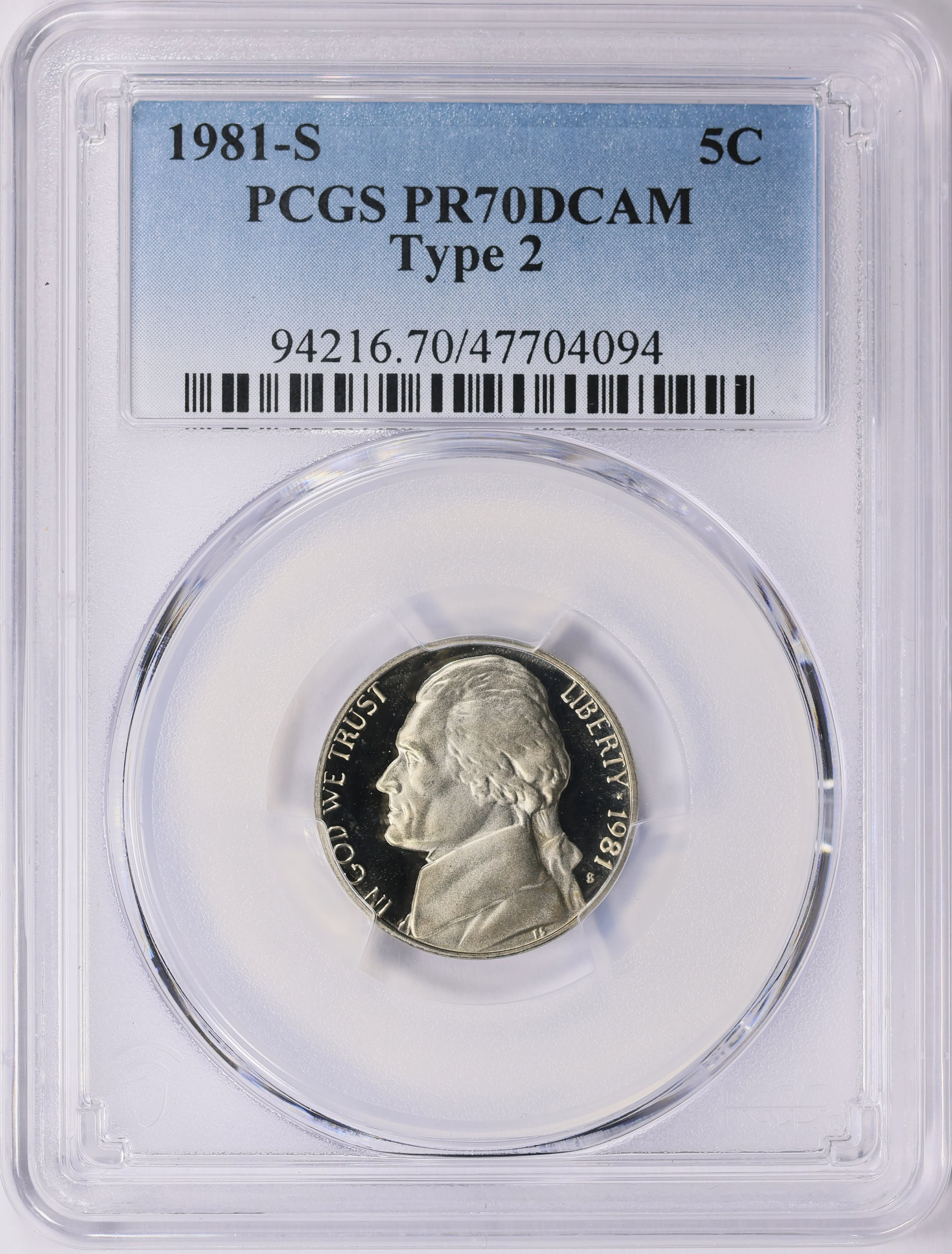 1981-S Jefferson Nickel Type 2 PCGS Proof-70 DCAM (Item 1759121) | GreatCollections Coin Auctions