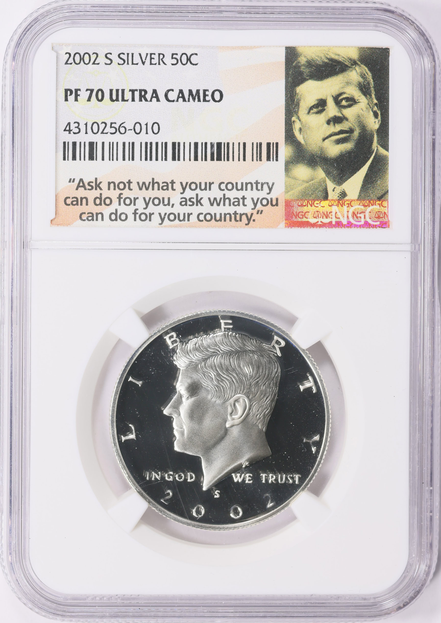 2002-S Kennedy Half Dollar Silver NGC Proof-70 UC (Kennedy Label) (Item ...
