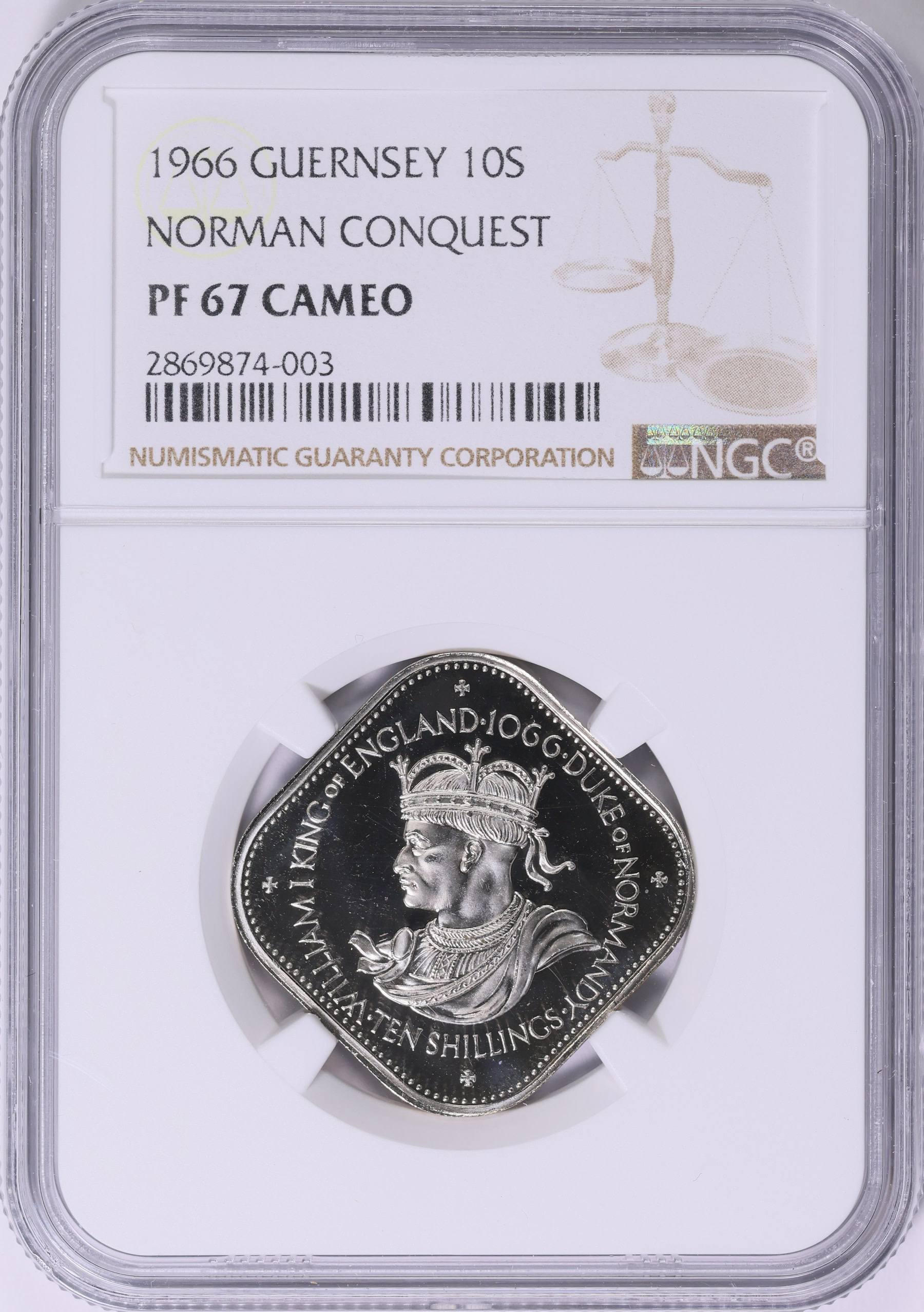 Guernsey 1966 10 Shillings Norman Conquest 900th Anniversary KM-19 NGC ...