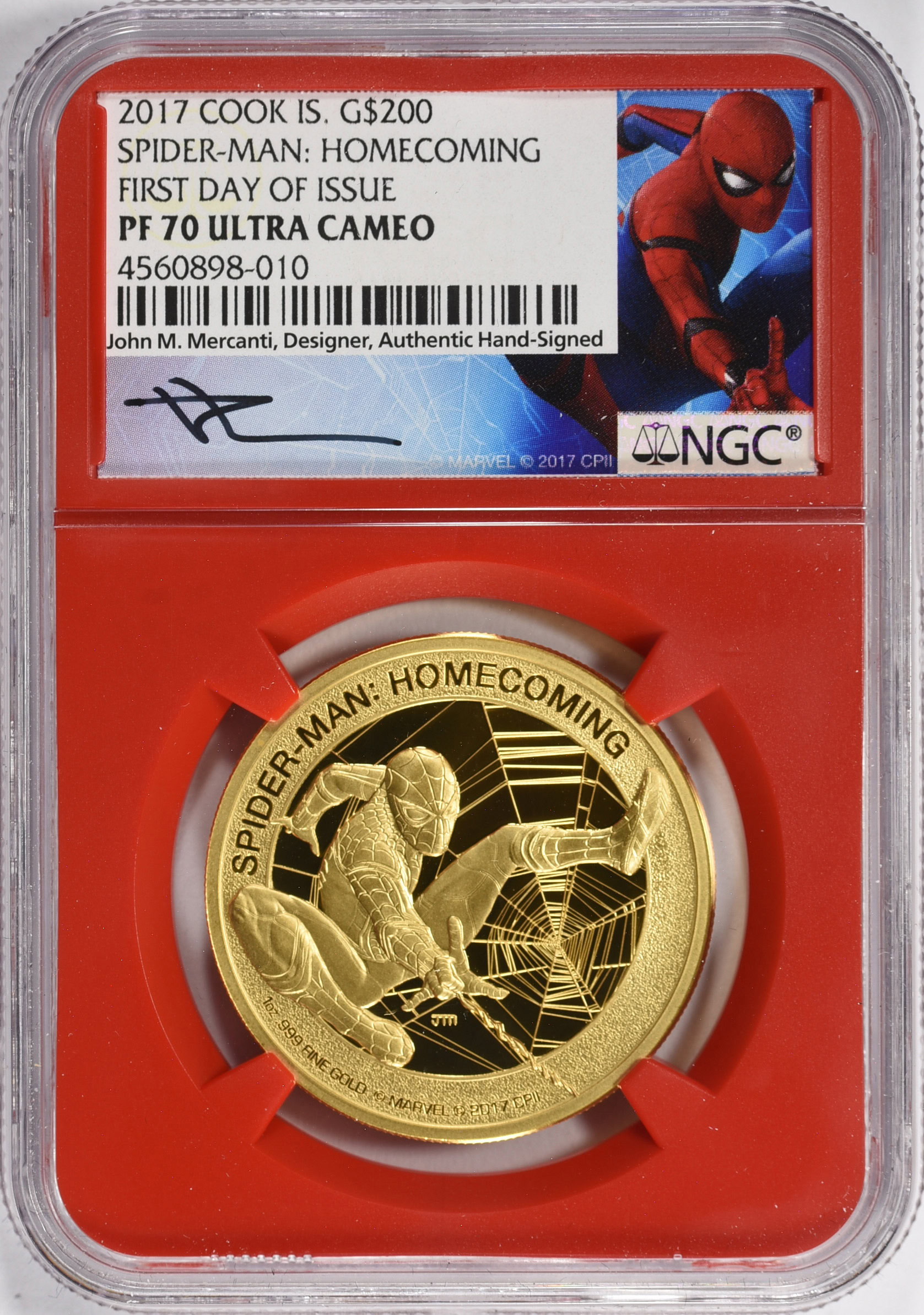 Cook Islands 2017 Gold $200 Spider-Man: Homecoming With Stan Lee Signed ...
