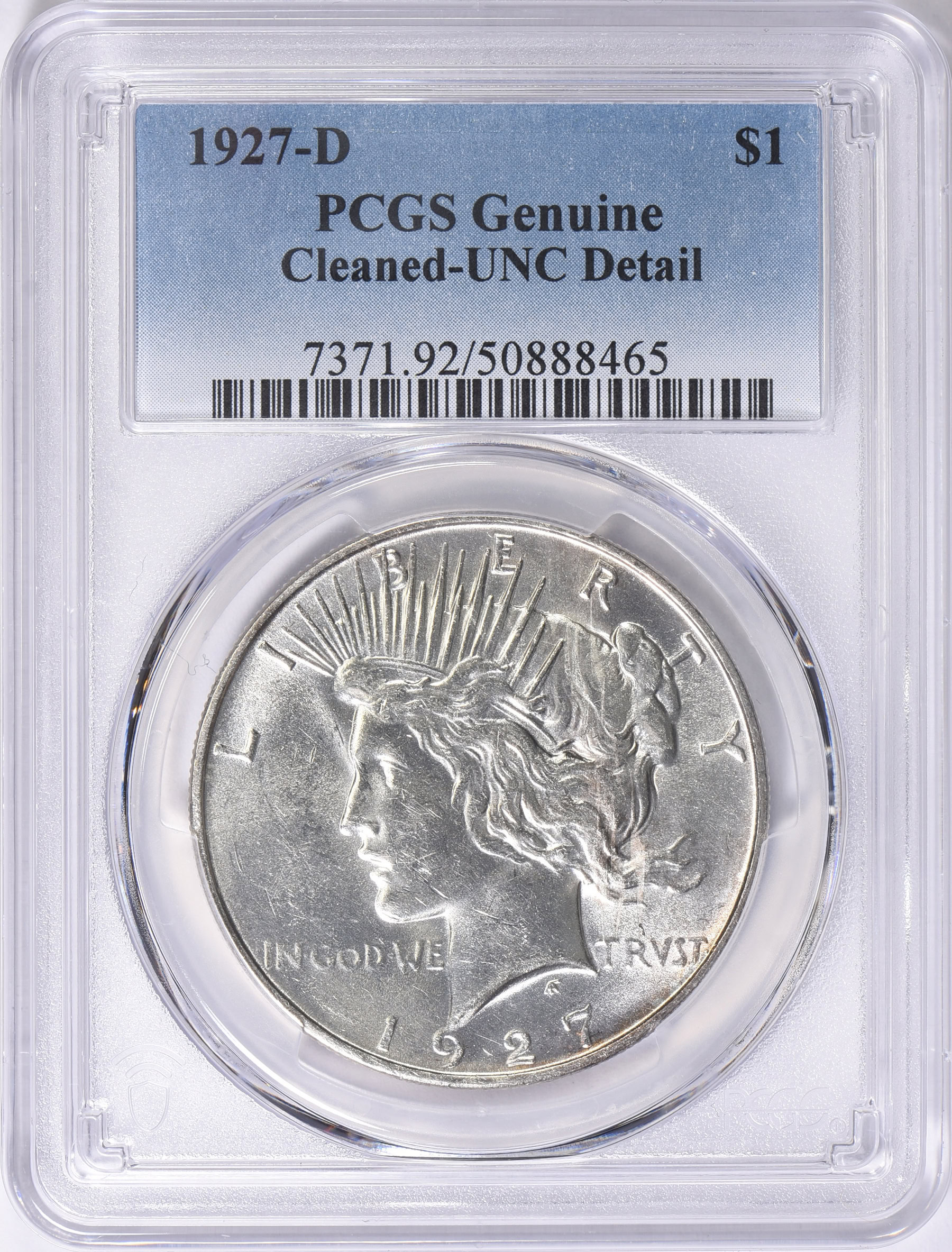 1927-D Peace Silver Dollar PCGS Genuine Unc Details (Item 1759436 ...