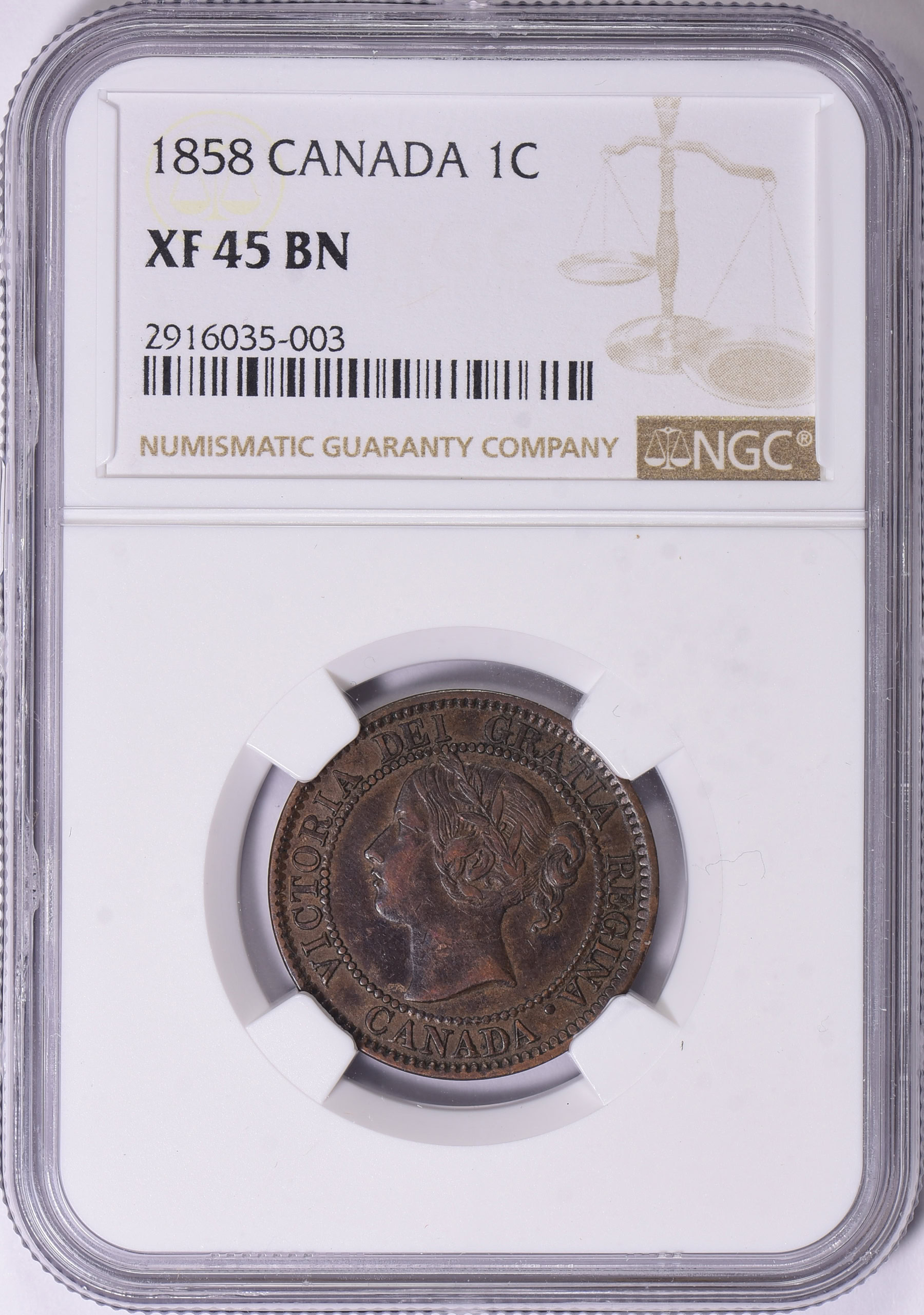 Canada 1858 Cent Bronze Medal Alignment KM-1 NGC XF-45 BN (Item 1759566) | GreatCollections Coin ...