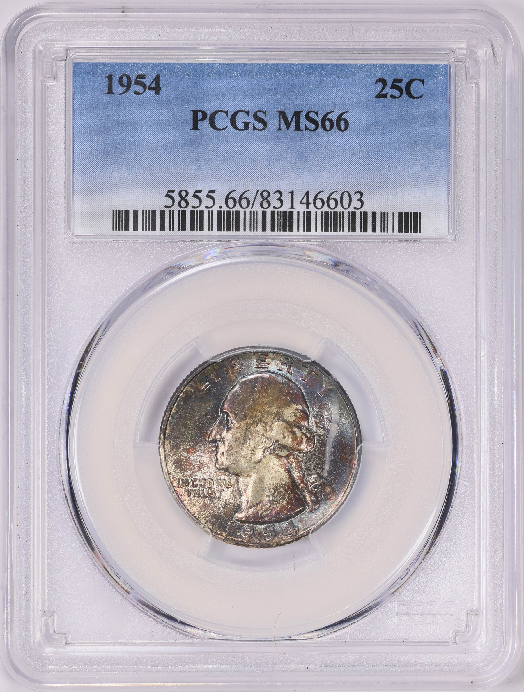 1954 Washington Quarter PCGS MS-66 (Toned) (Item 1759637) | GreatCollections Coin Auctions
