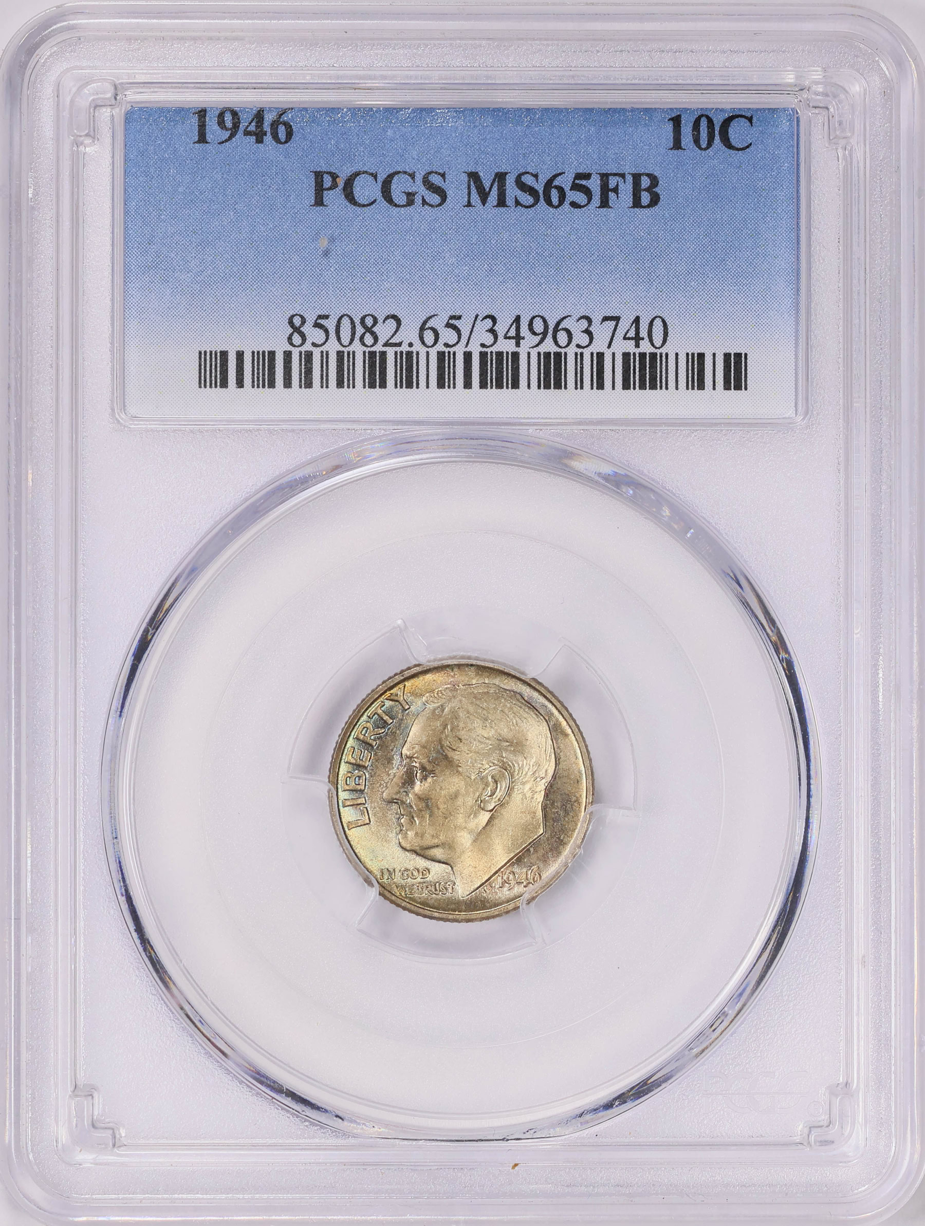 1946 Roosevelt Dime PCGS MS-65 FB (Toned) (Item 1759706) | GreatCollections Coin Auctions