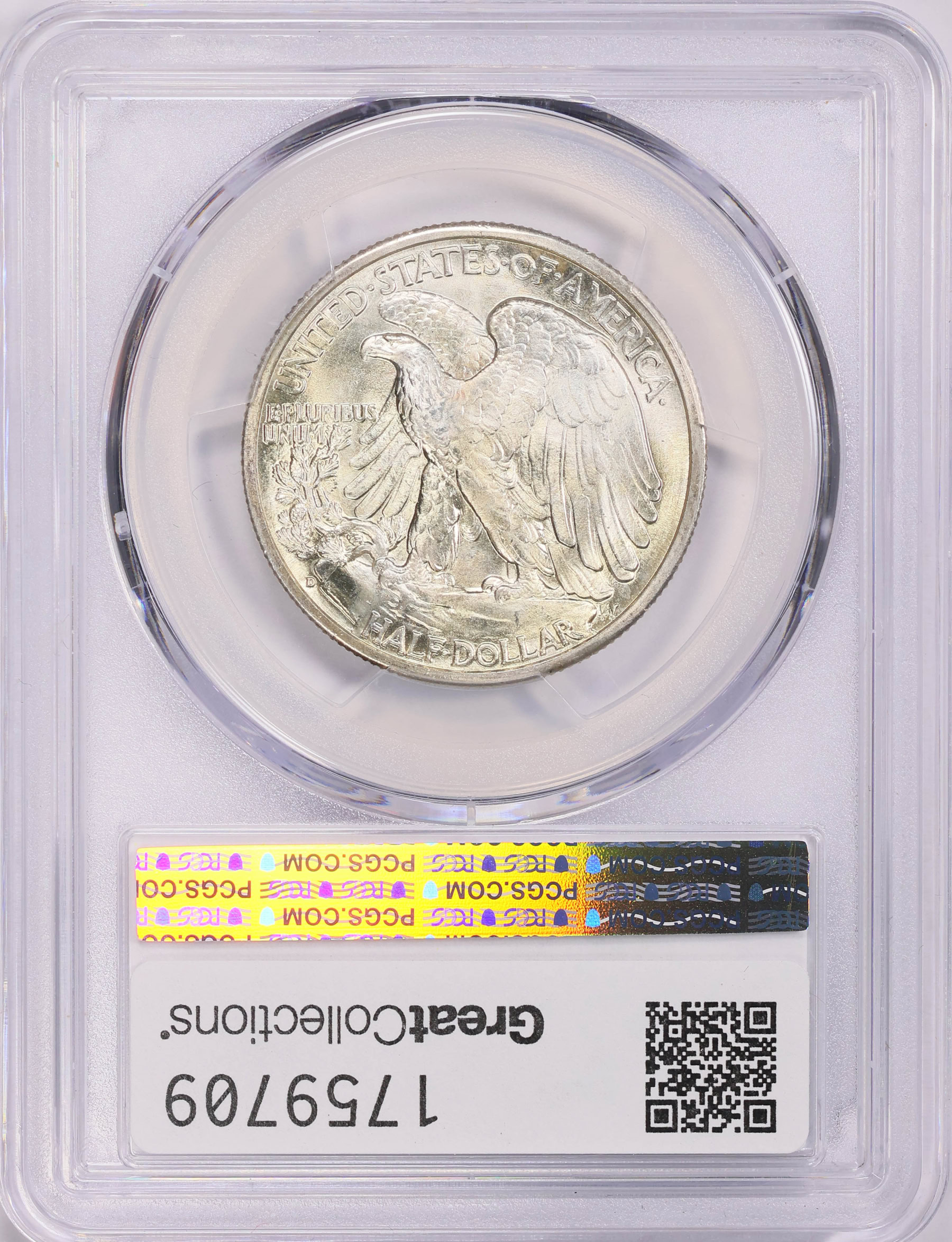 1944-D Walking Liberty Half Dollar PCGS MS-66 (CAC Green) (Item 1759709) | GreatCollections Coin ...