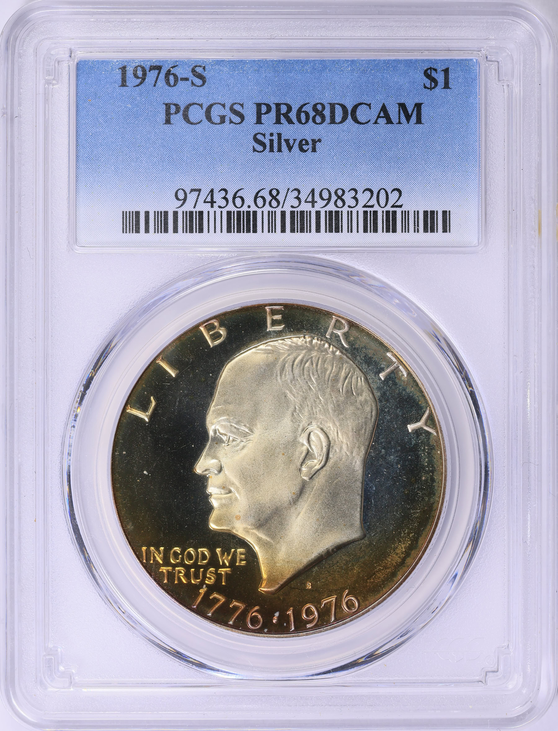 1976-S Eisenhower Dollar Silver PCGS Proof-68 DCAM (Toned) (Item 1759719) | GreatCollections ...