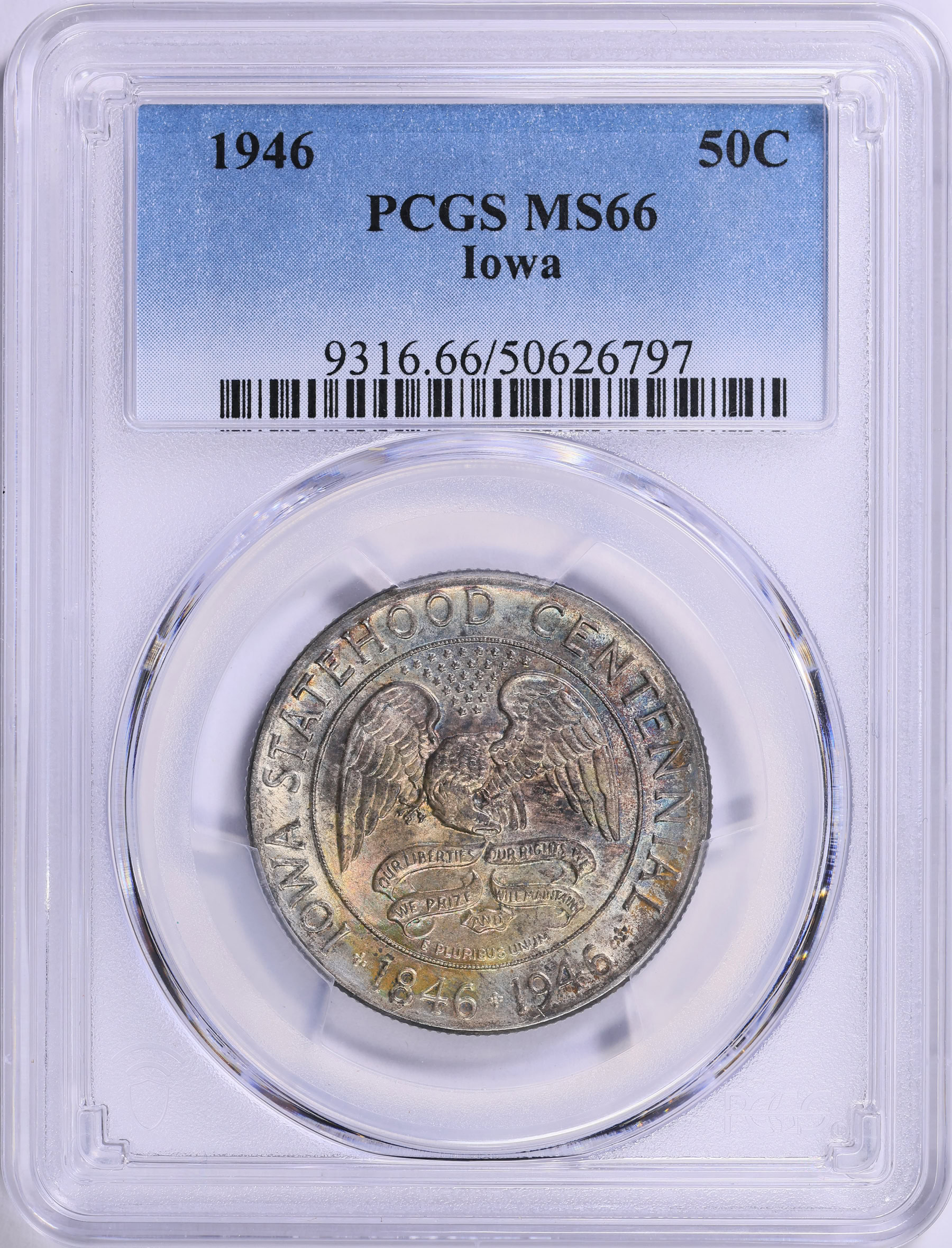 1946 Iowa Centennial Half Dollar PCGS MS-66 (Toned) (Item 1759748 ...