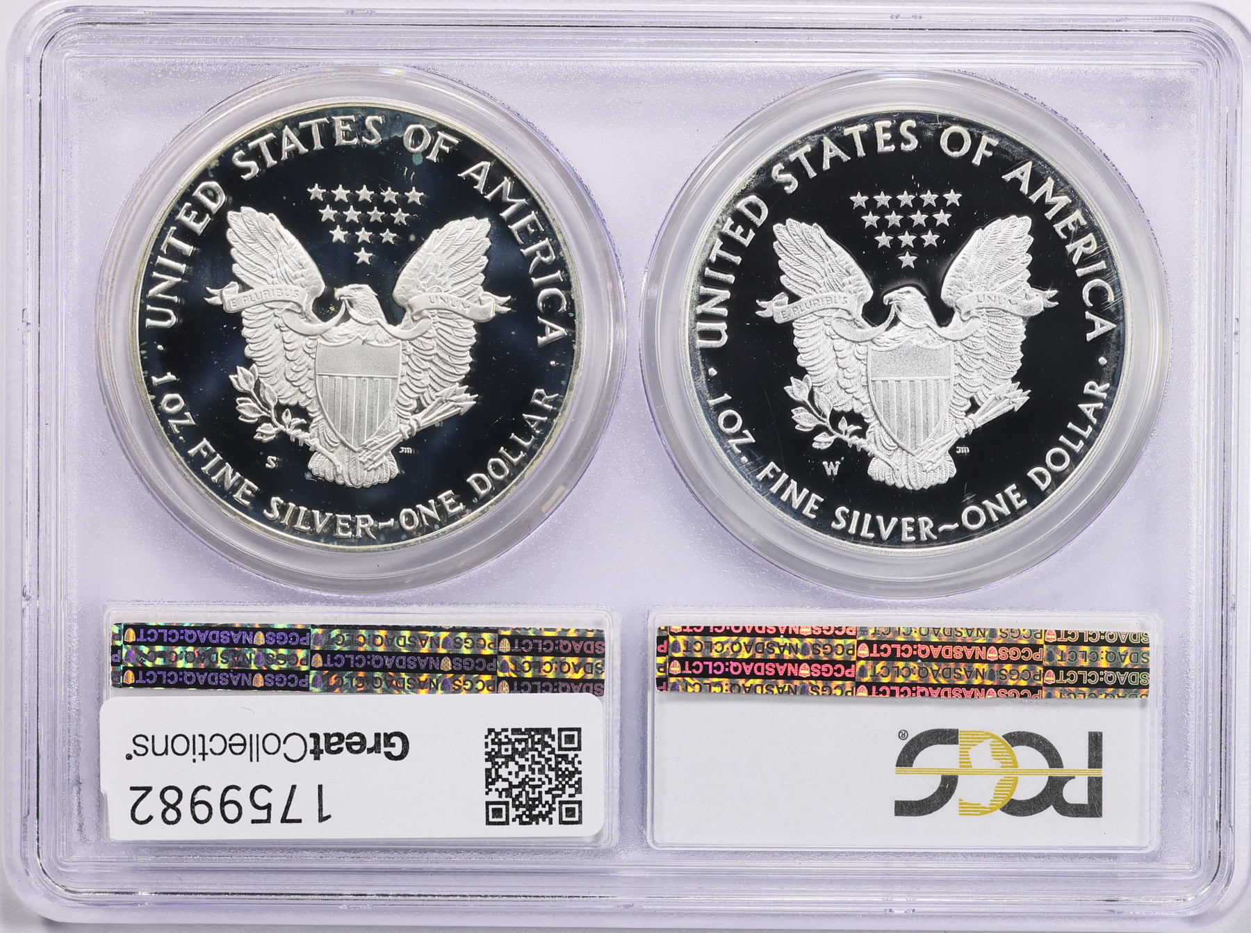 1986-S & 2016-W $1 Silver Eagles PCGS Proof-69 DCAM (2 Coins, Multicoin ...